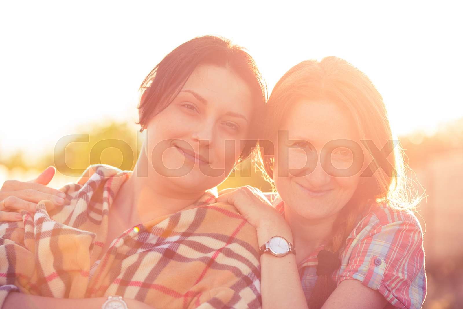 two smiling girls portrait | Stock image | Colourbox