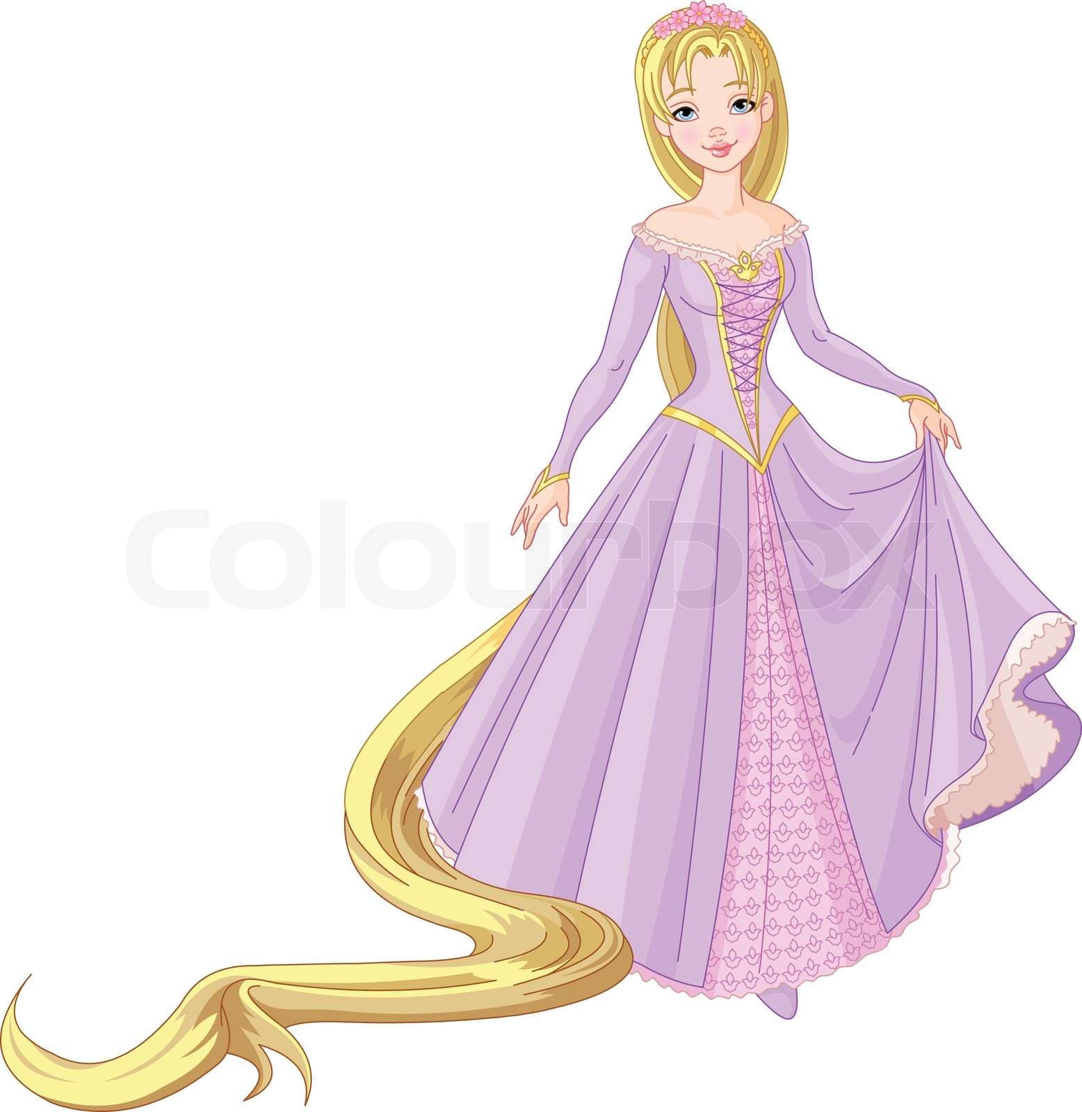 Very cute and beautiful princess Rapunzel with long hair | Stock vector ...