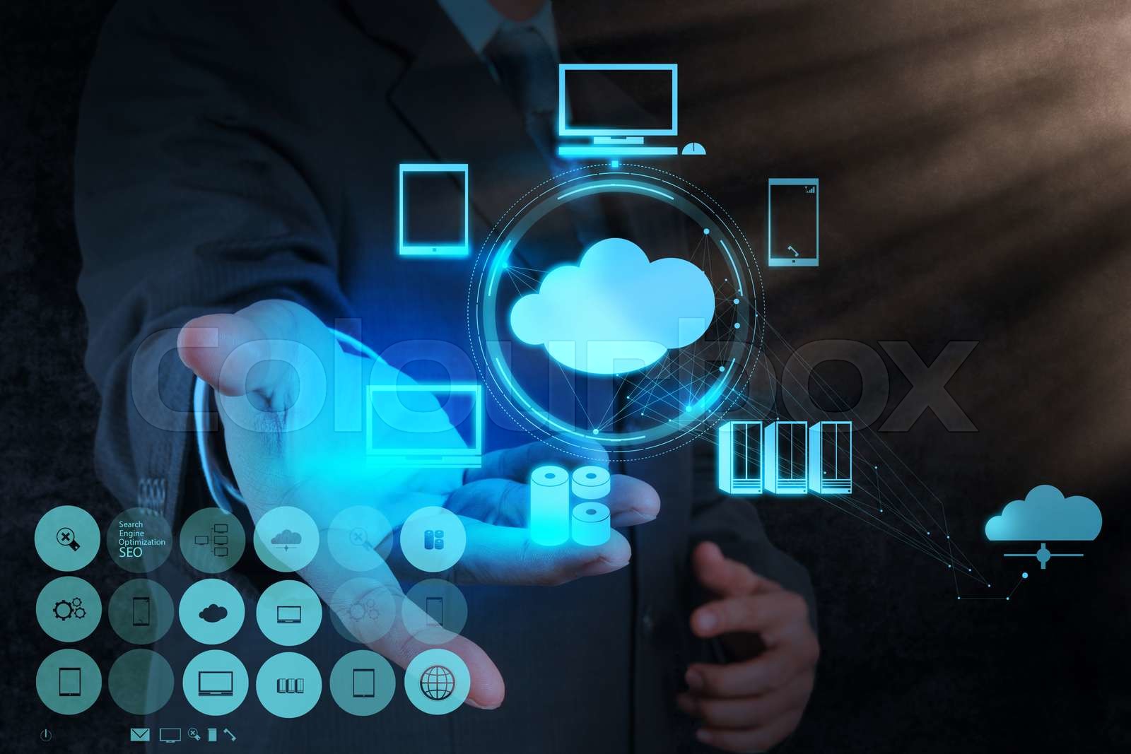 Businessman working with a Cloud Computing diagram | Stock image ...