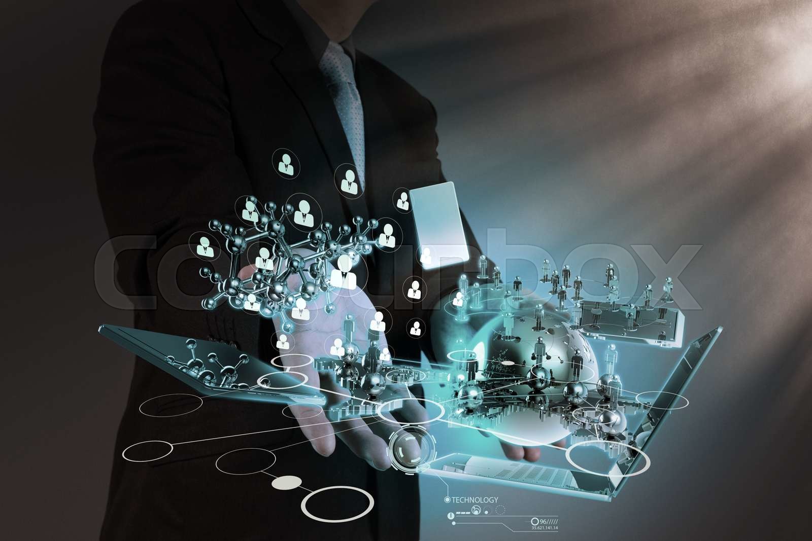 businessman shows modern technology | Stock image | Colourbox