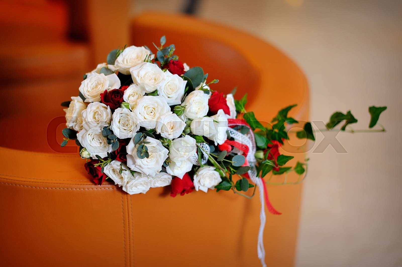 bridal bouquet of white and red roses | Stock image | Colourbox