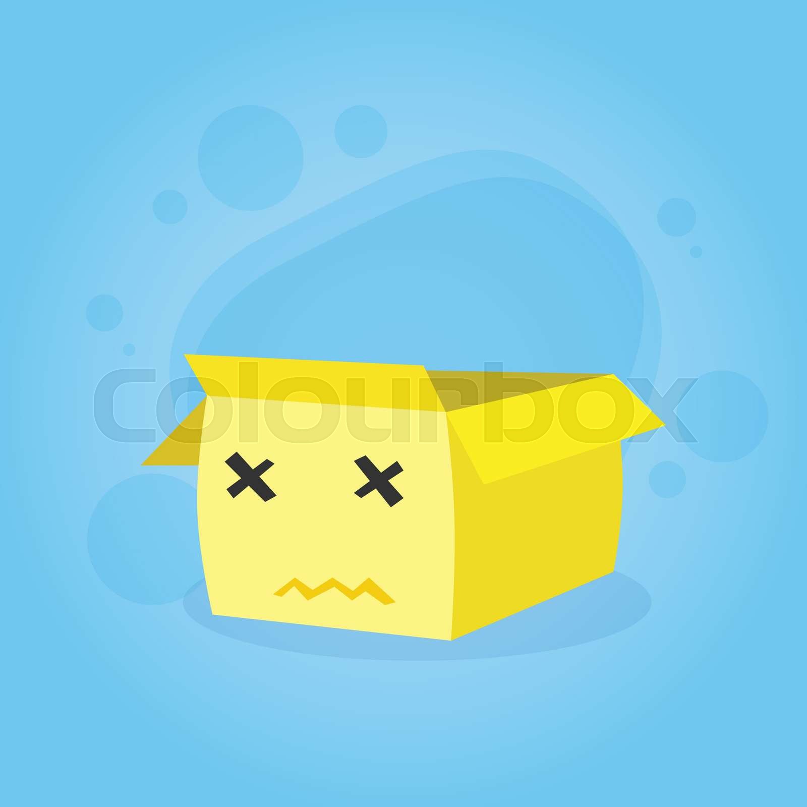 Cardboard Box Yellow Cartoon Character Sad Unhappy Face | Stock vector ...
