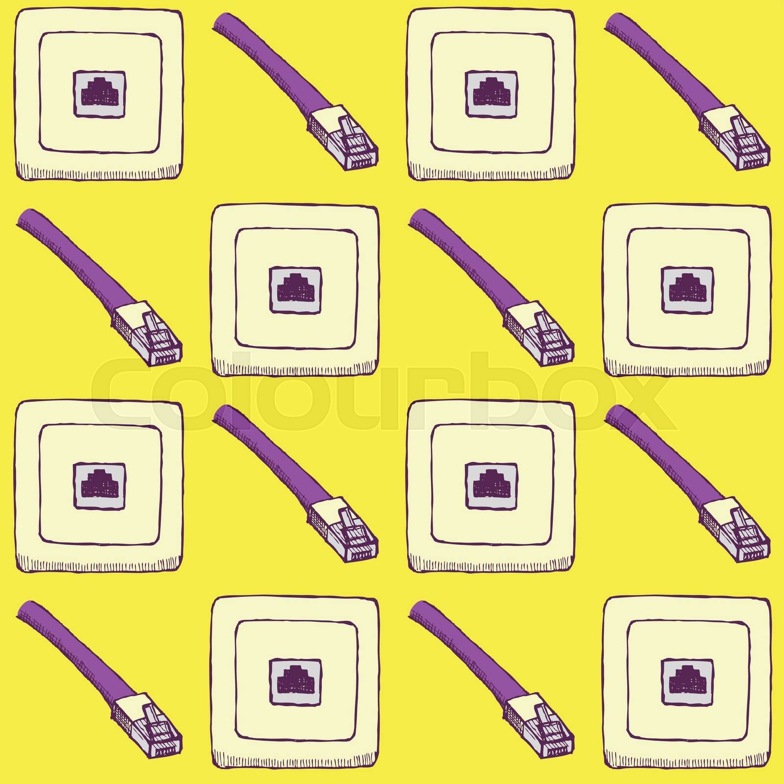 Sketch internet cable and socket | Stock vector | Colourbox