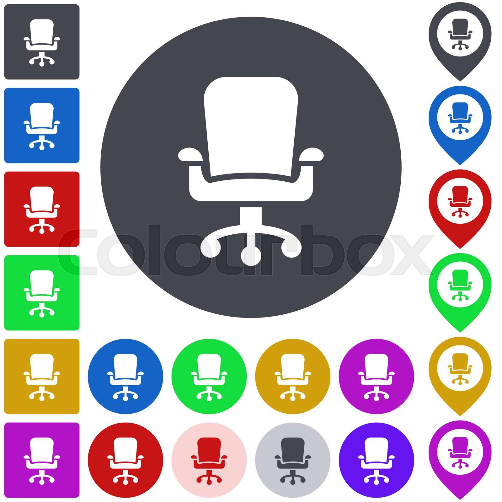 Color swivel chair icon set | Stock vector | Colourbox