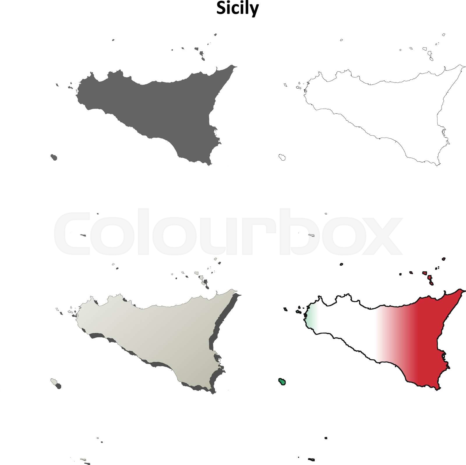 Sicily blank detailed outline map set | Stock vector | Colourbox