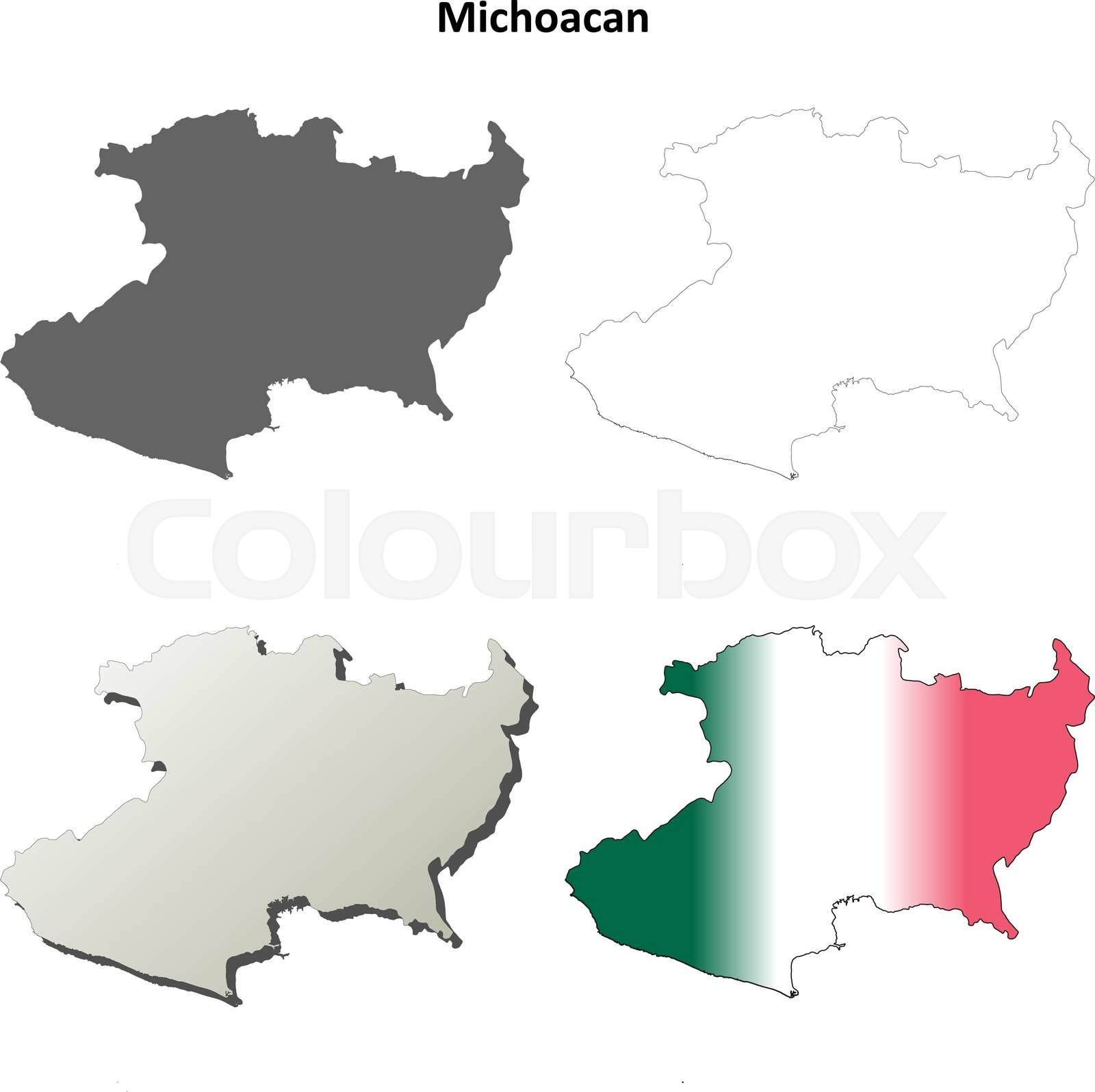 Michoacan blank outline map set | Stock vector | Colourbox