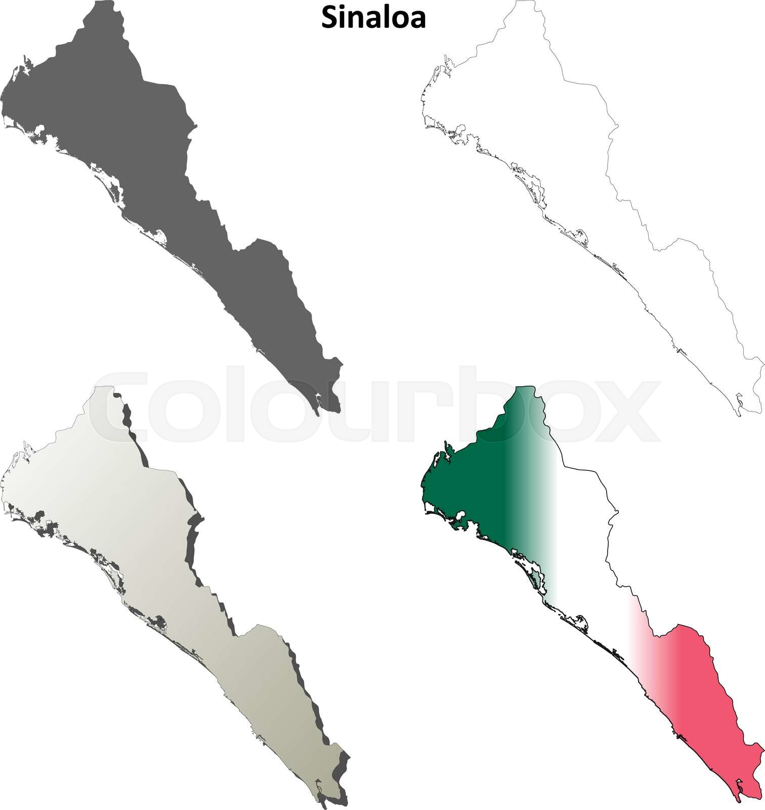 Sinaloa blank outline map set | Stock vector | Colourbox