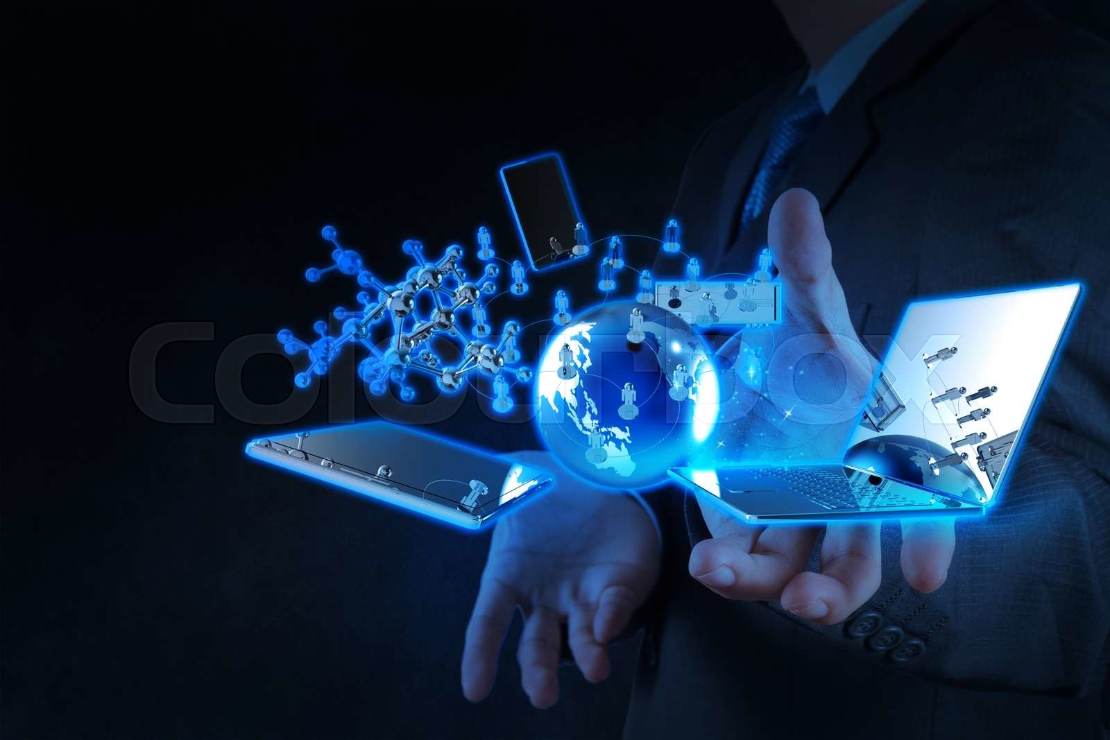 businessman shows modern technology | Stock image | Colourbox