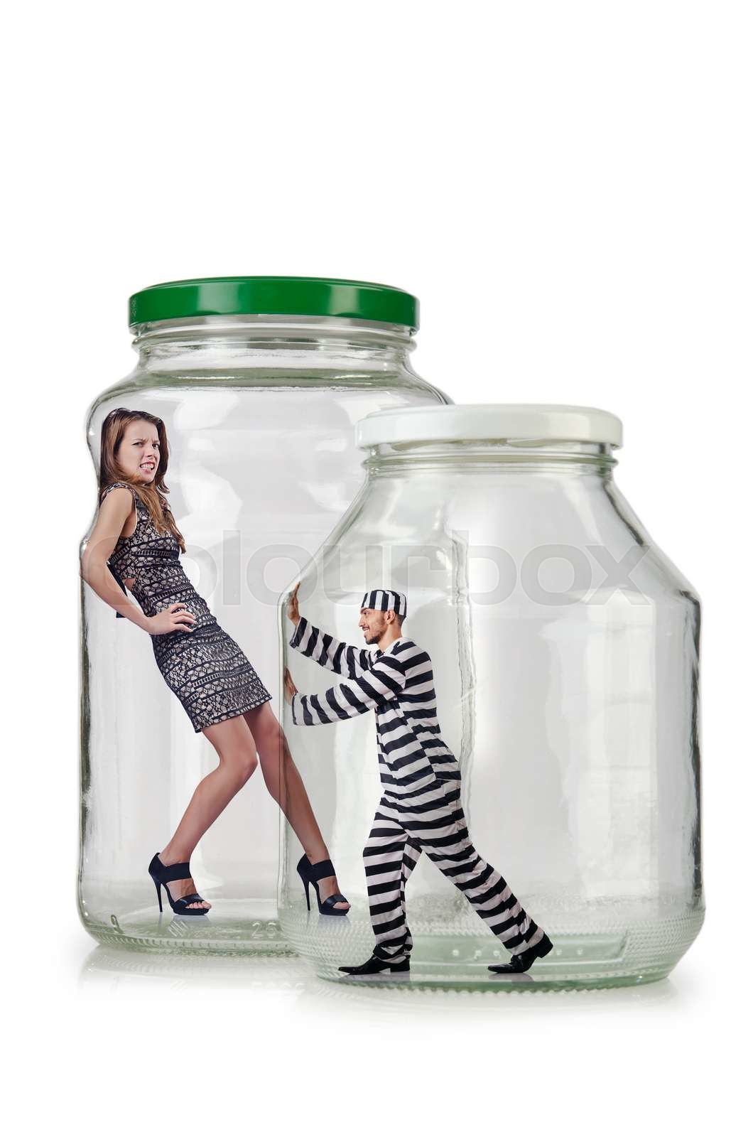 People trapped in the glass jar | Stock image | Colourbox