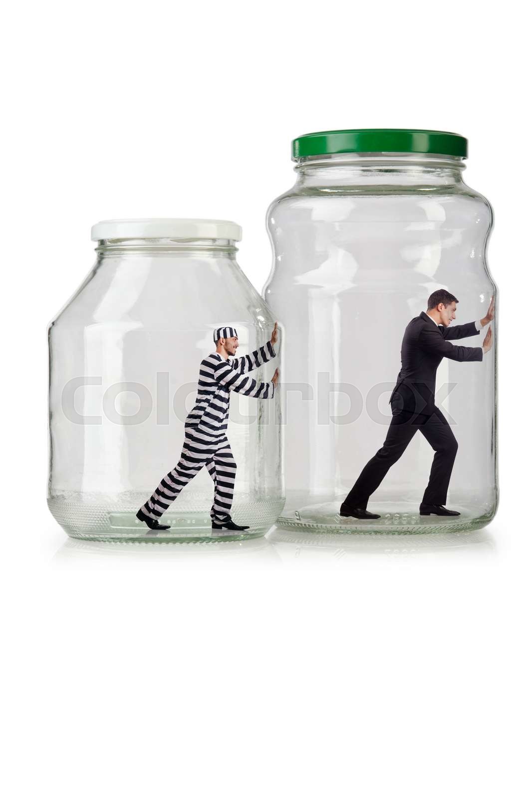 People trapped in the glass jar | Stock image | Colourbox