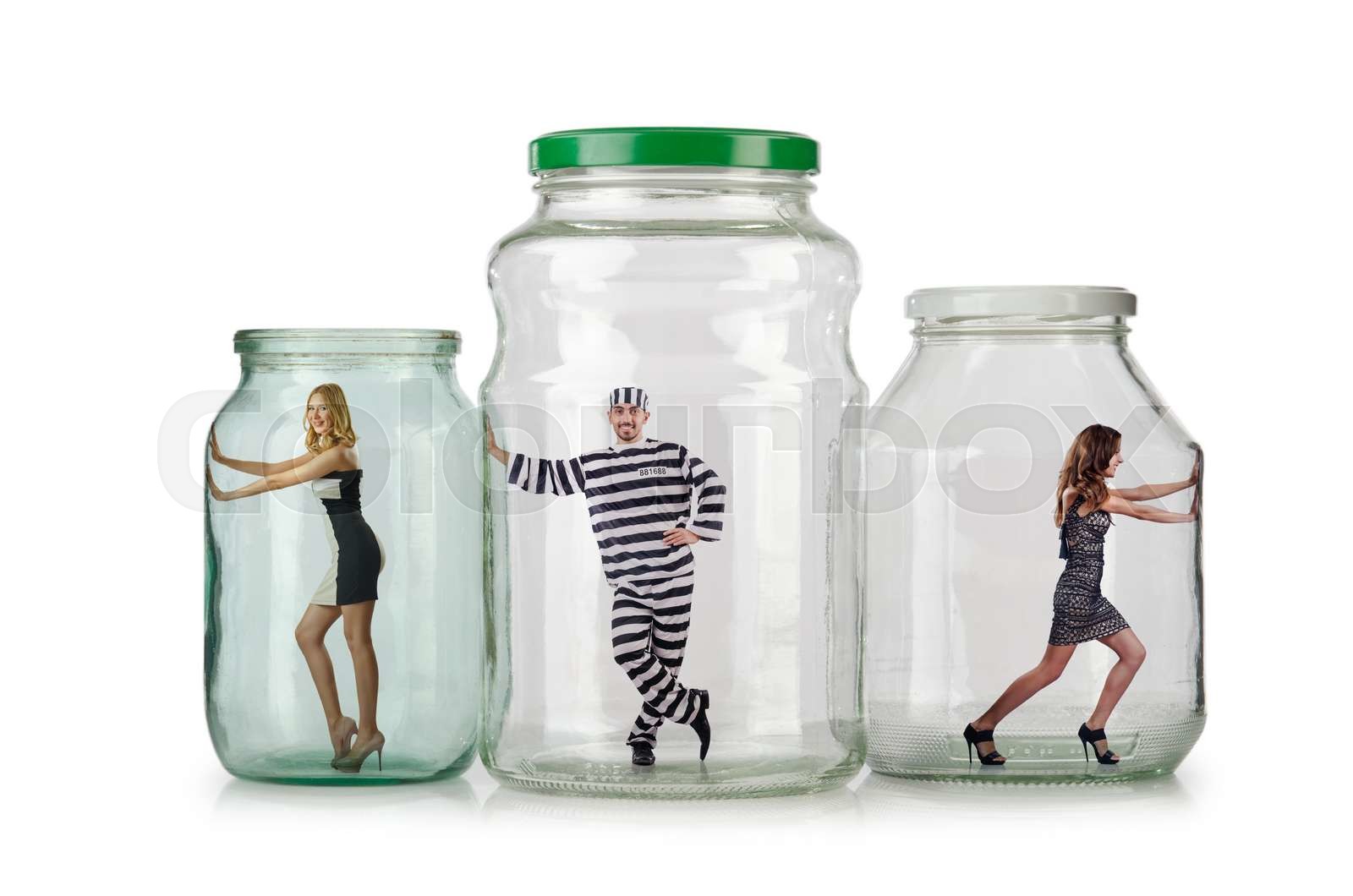 People trapped in the glass jar | Stock image | Colourbox
