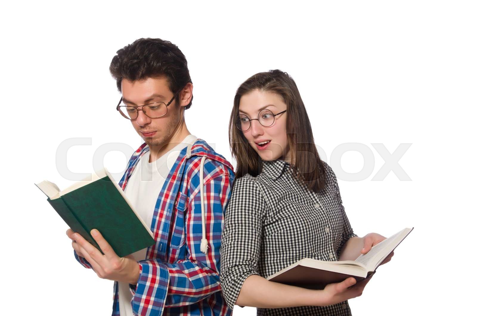 Pair of students isolated on white | Stock image | Colourbox