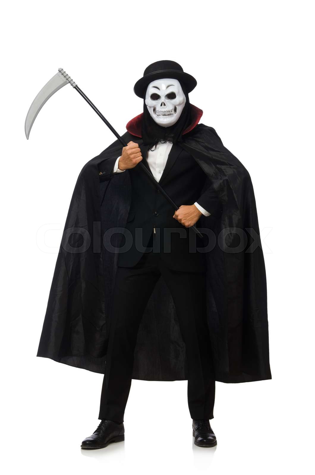 Man with scary mask isolated on white | Stock image | Colourbox