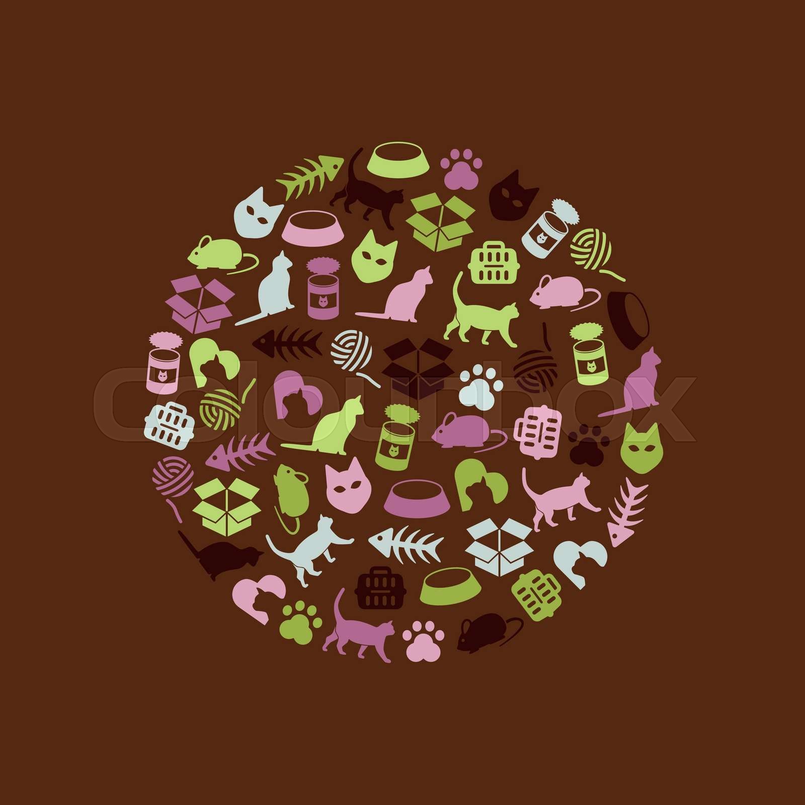 cat icons in circle | Stock vector | Colourbox