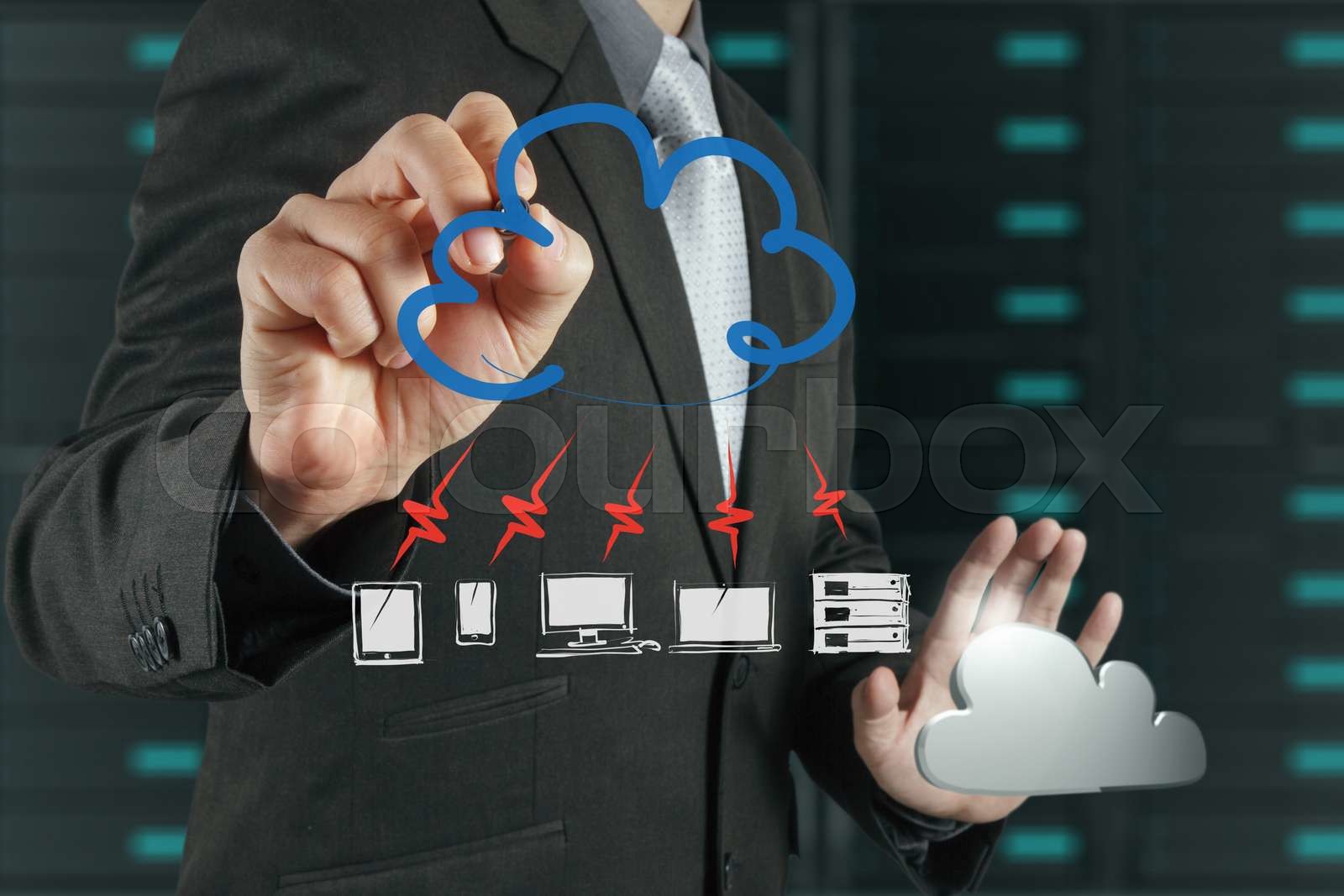 a Cloud Computing diagram on the new computer interface | Stock image ...