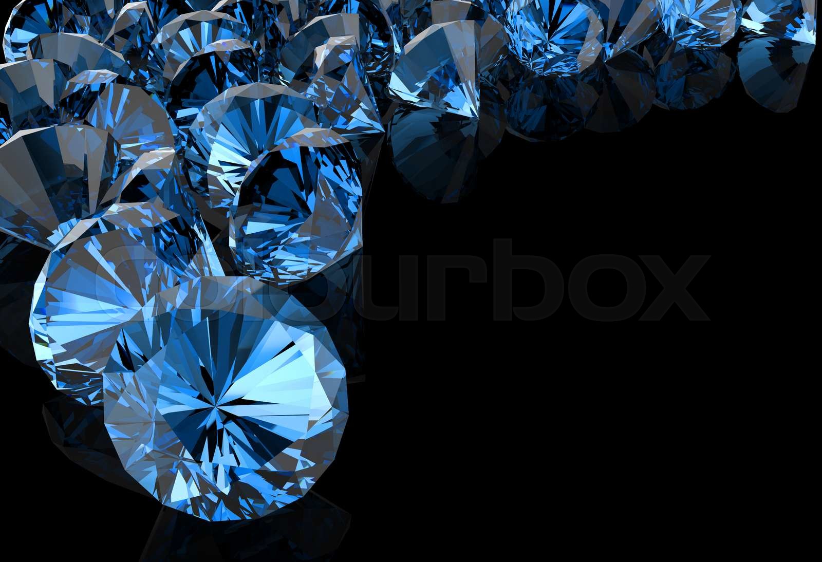 blue diamond on black | Stock image | Colourbox