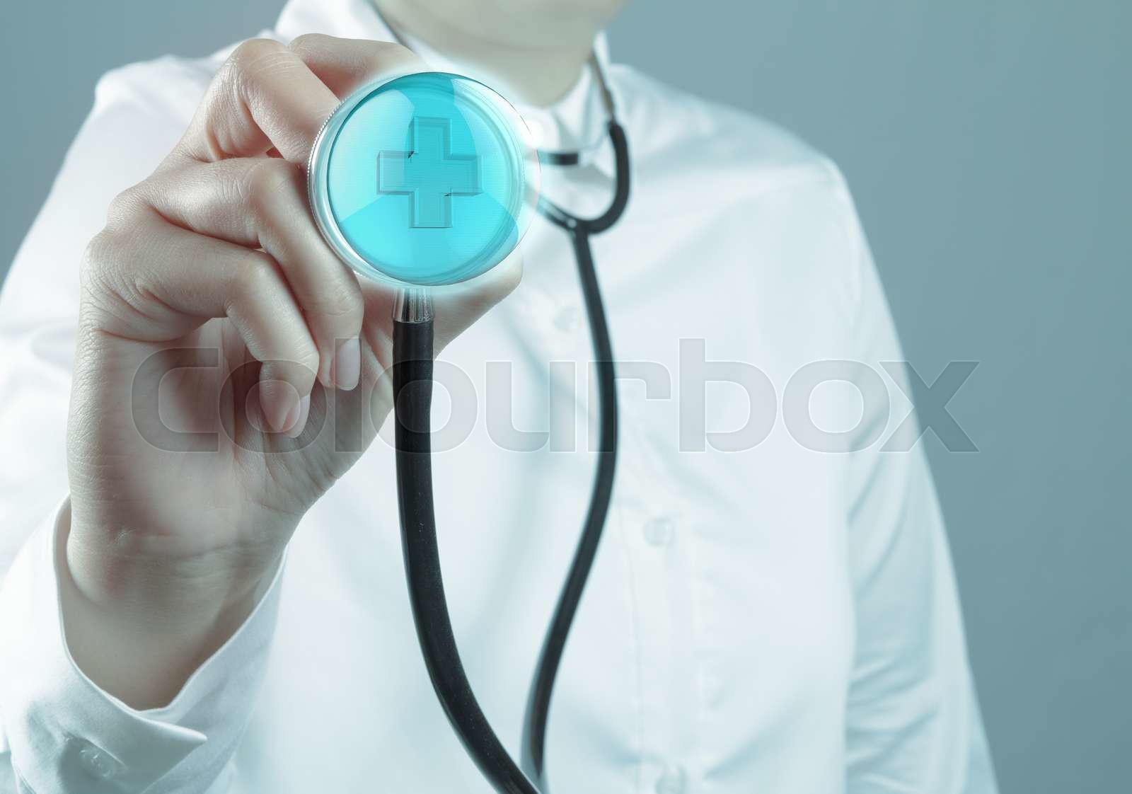 Doctor hand with a stethoscope medical concept | Stock image | Colourbox