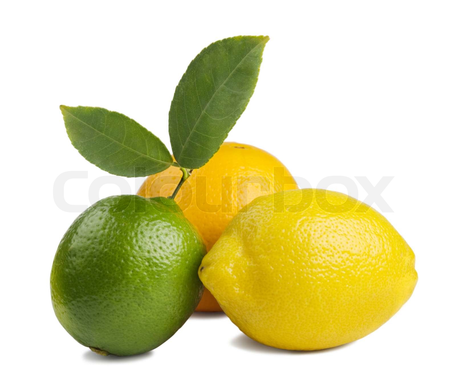 billede af en frisk hel lime , citron og appelsin isoleret på hvidt ...