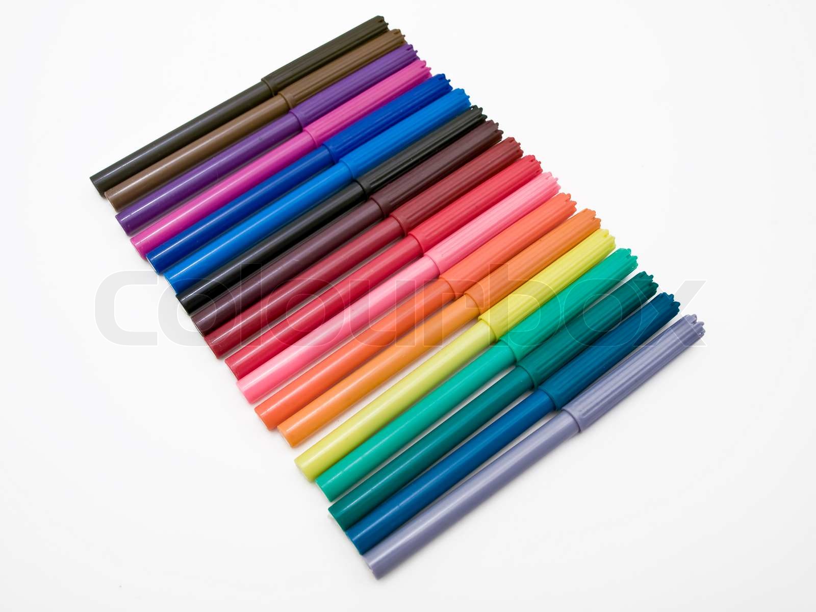 Set der bunten Filzstiften vor dem weißen Hintergrund | Stock Bild ...