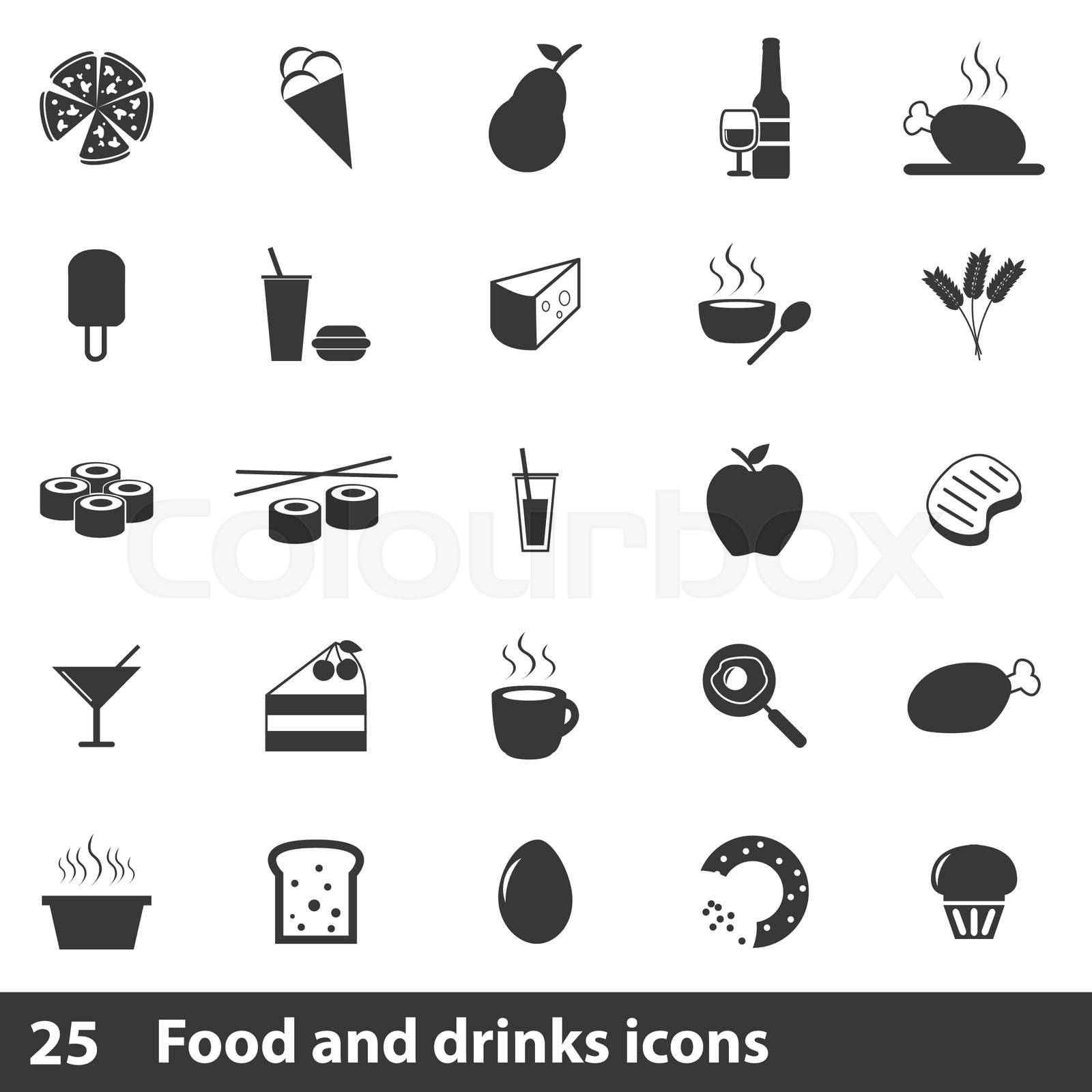 25 simple food icons set | Stock vector | Colourbox
