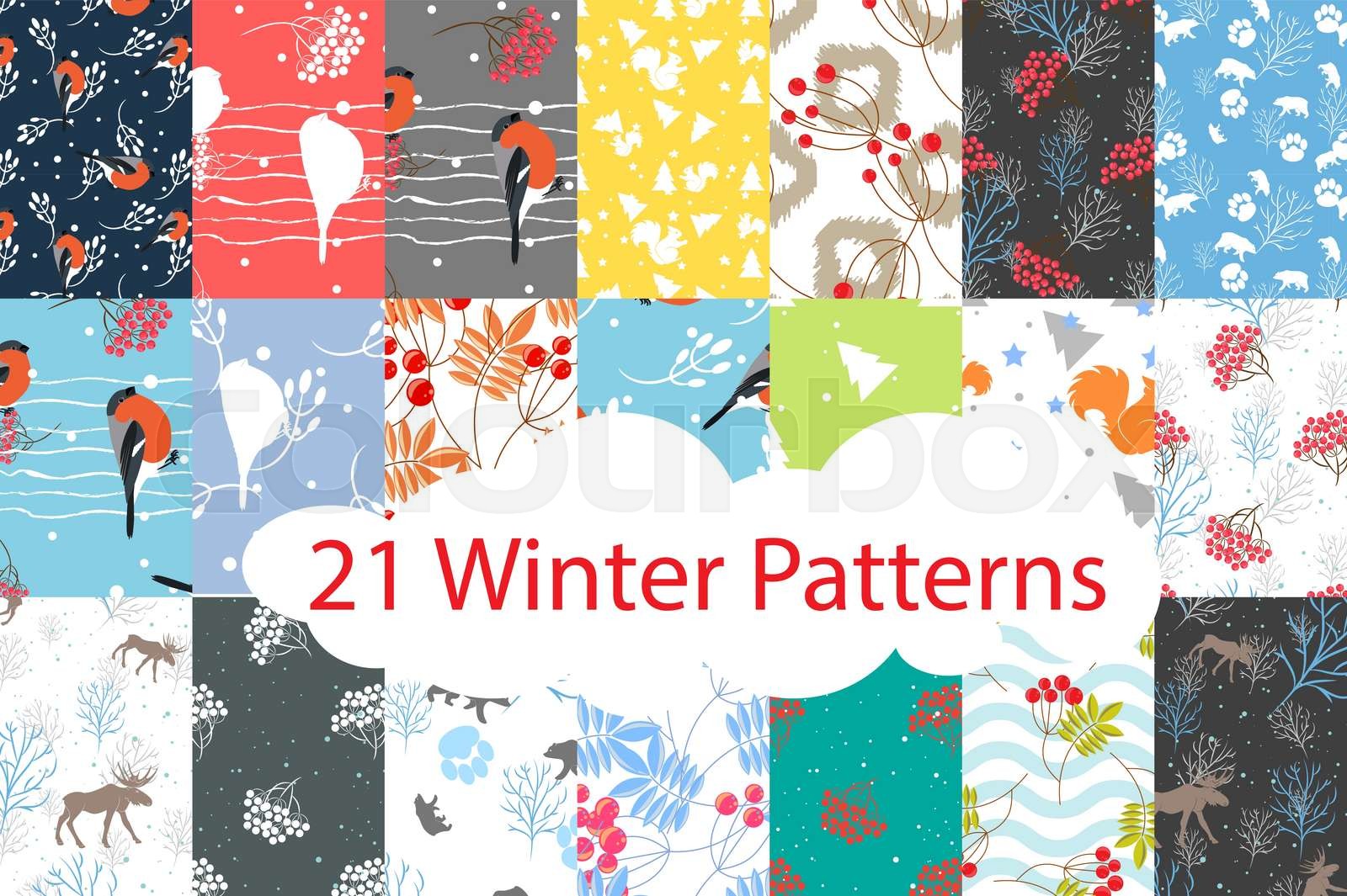Winter seamless pattern bundle set. | Stock vector | Colourbox