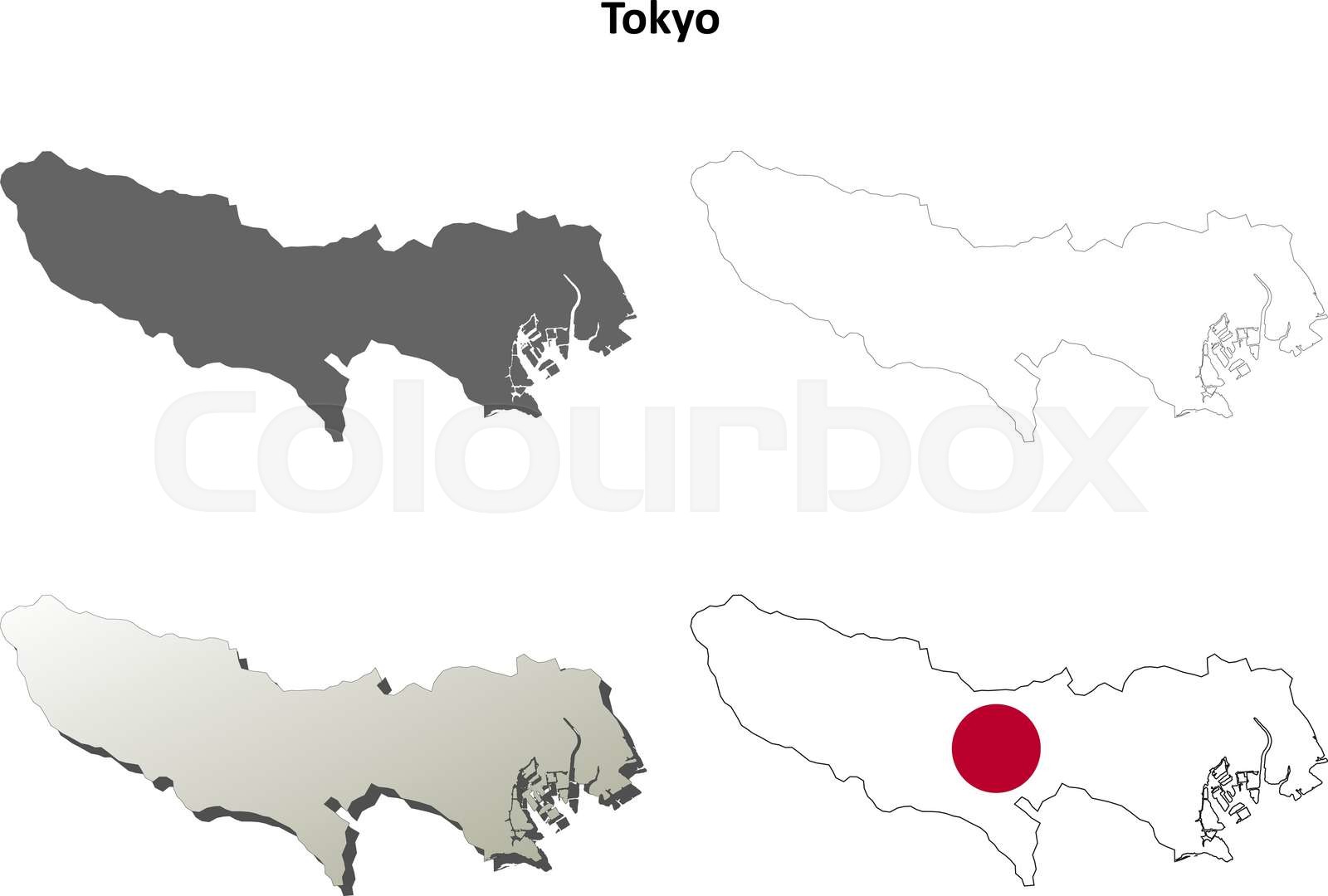 Tokyo blank outline map set | Stock vector | Colourbox