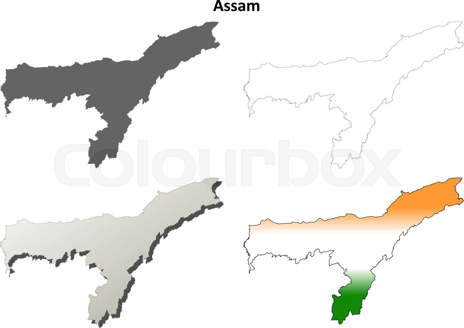 Assam blank detailed outline map set | Stock vector | Colourbox
