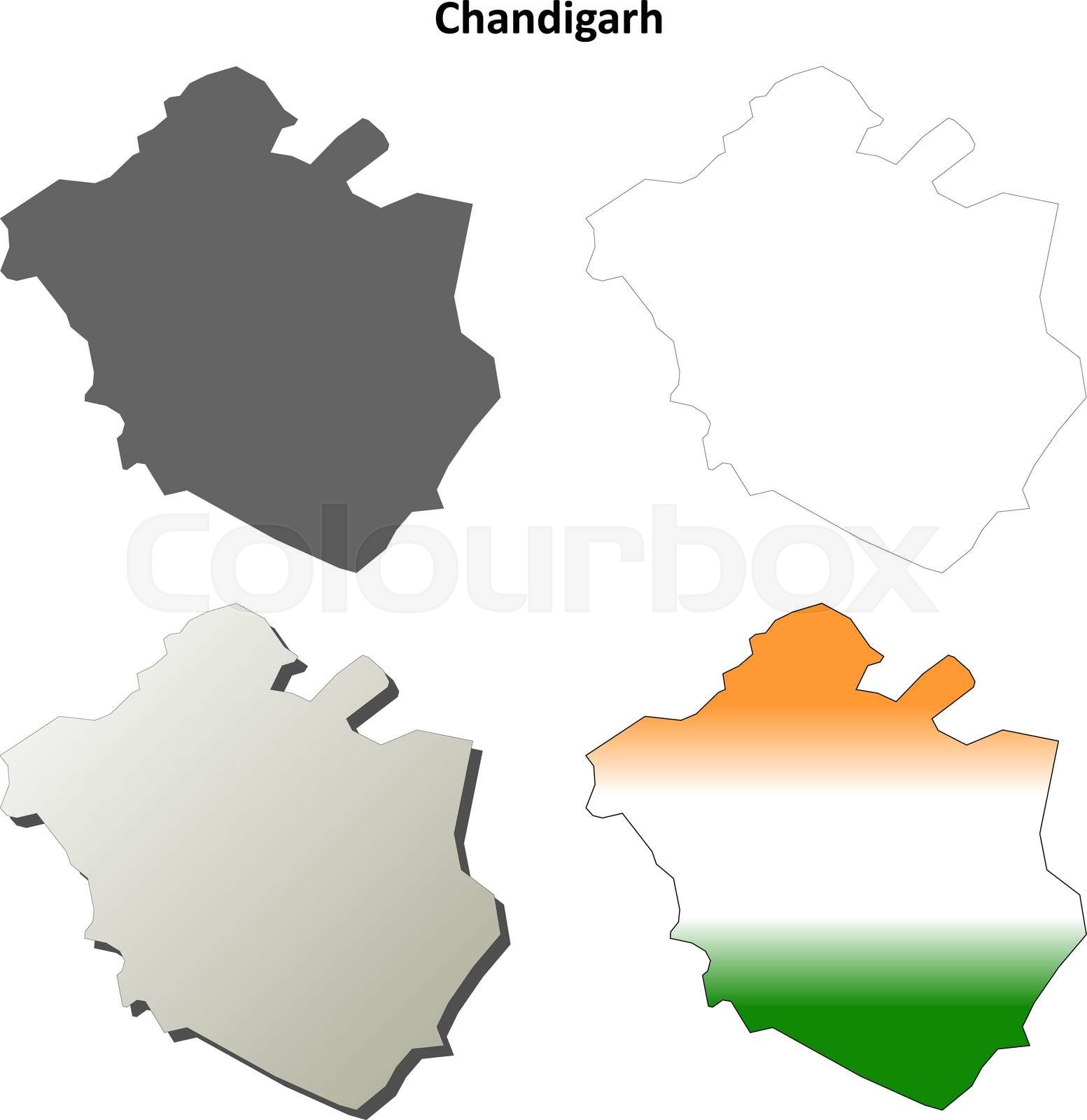 Chandigarh blank detailed outline map set | Stock vector | Colourbox