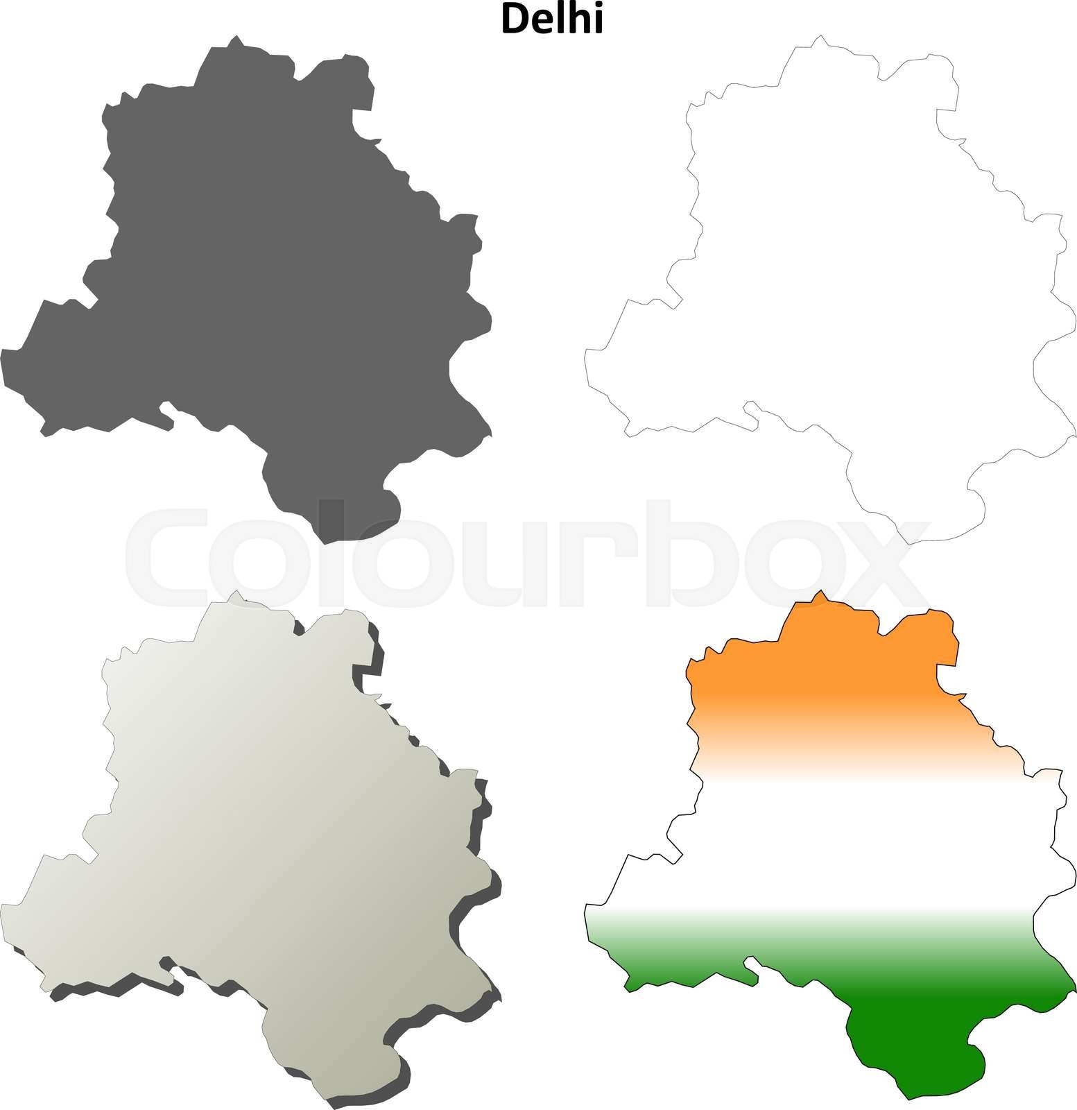 Delhi blank detailed outline map set | Stock vector | Colourbox