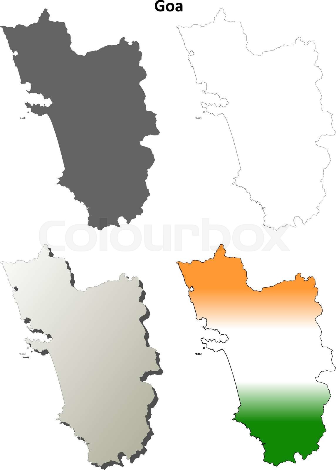 Goa blank detailed outline map set | Stock vector | Colourbox