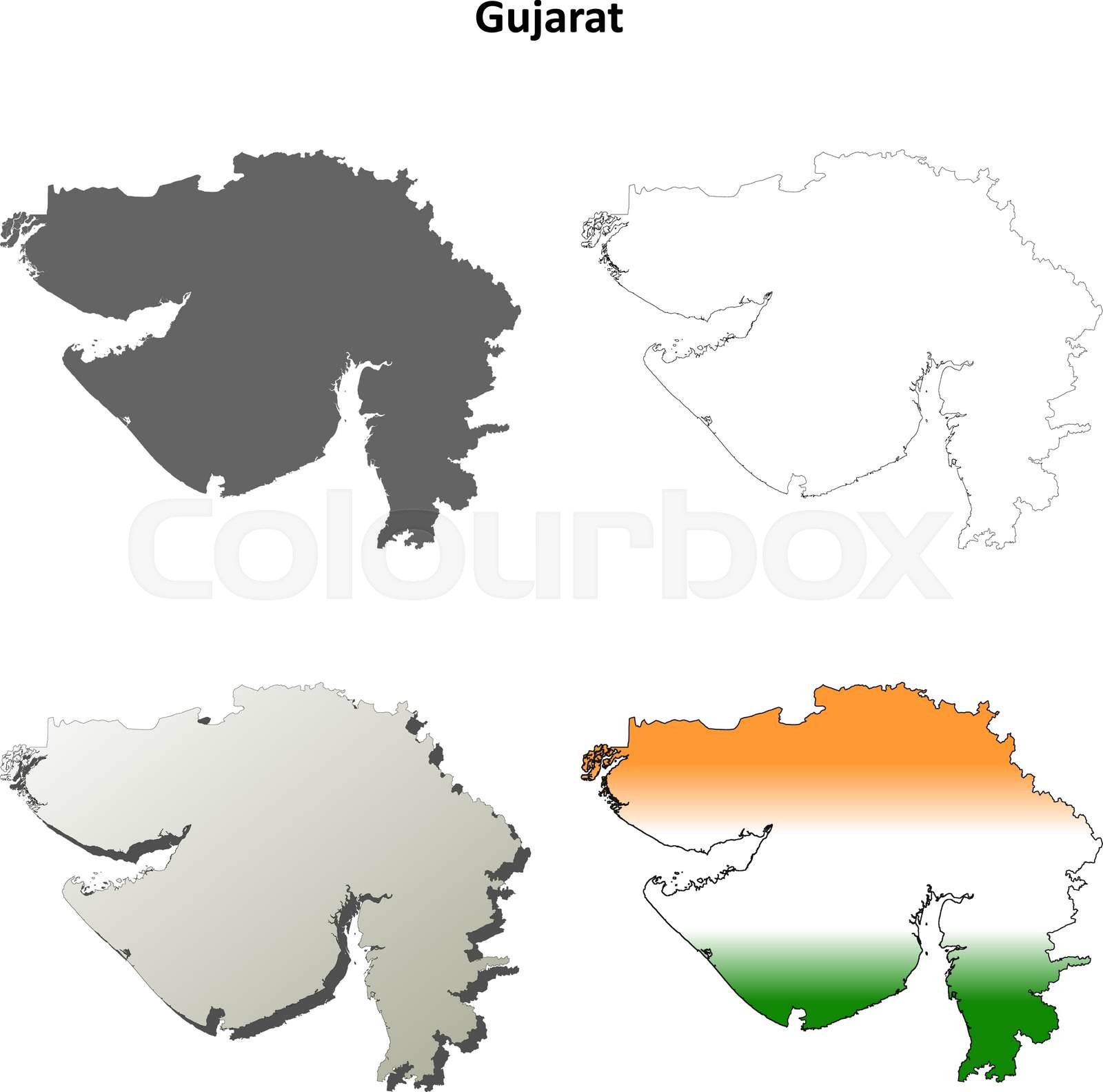 Gujarat blank detailed outline map set | Stock vector | Colourbox