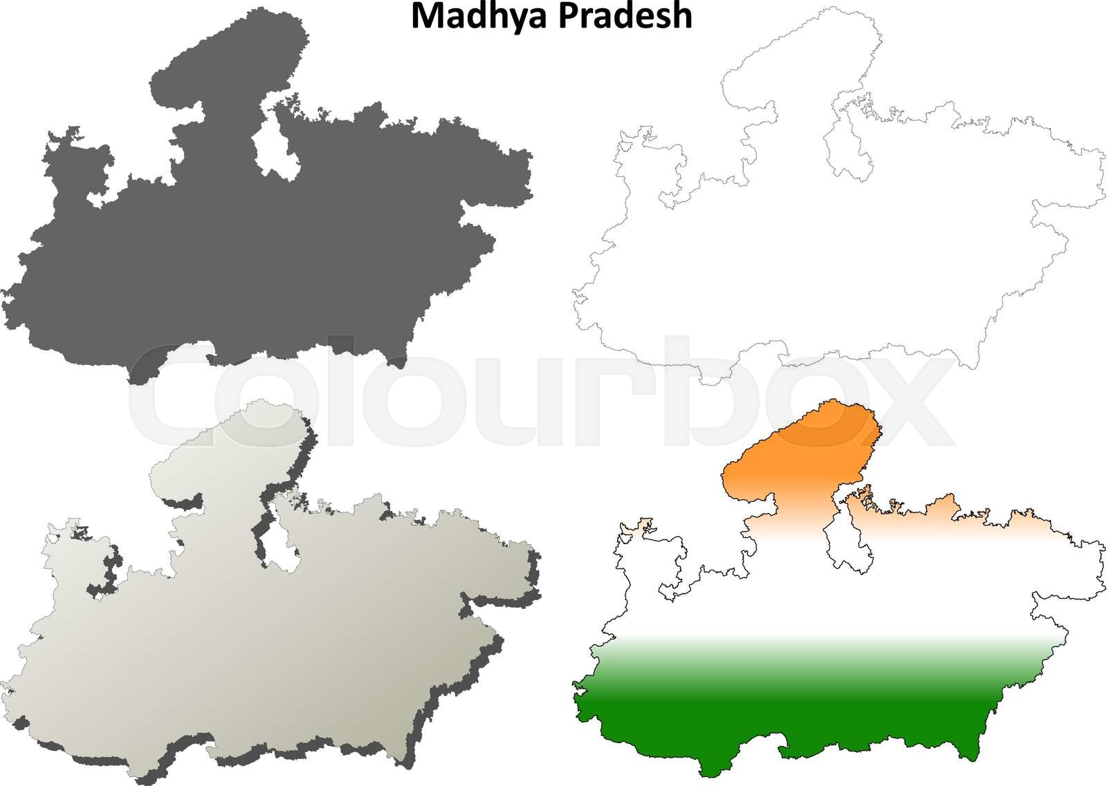 Madhya Pradesh blank outline map set | Stock vector | Colourbox Madhya Pradesh blank outline map set | Stock vector | Colourbox
