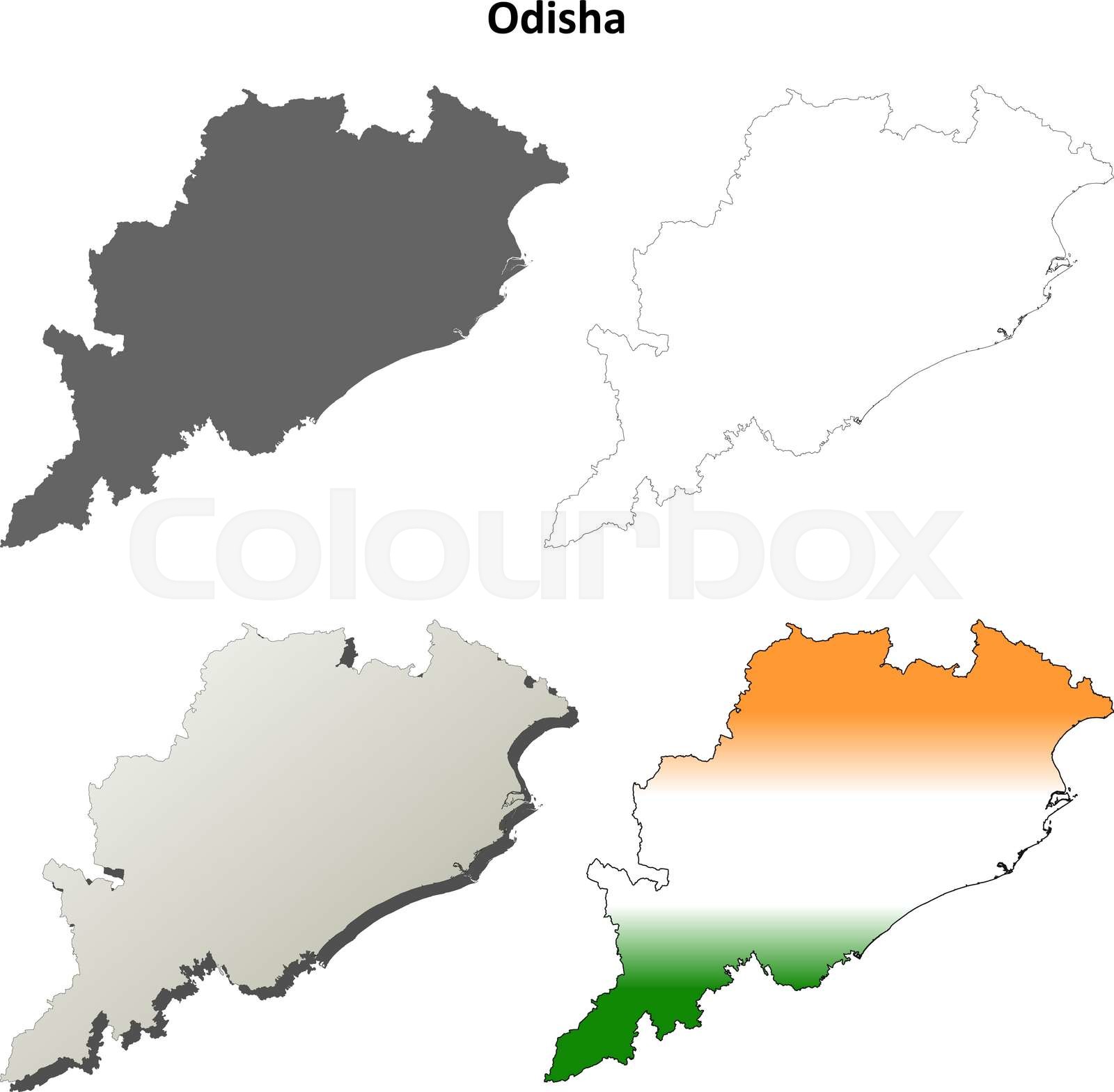Odisha blank detailed outline map set | Stock vector | Colourbox