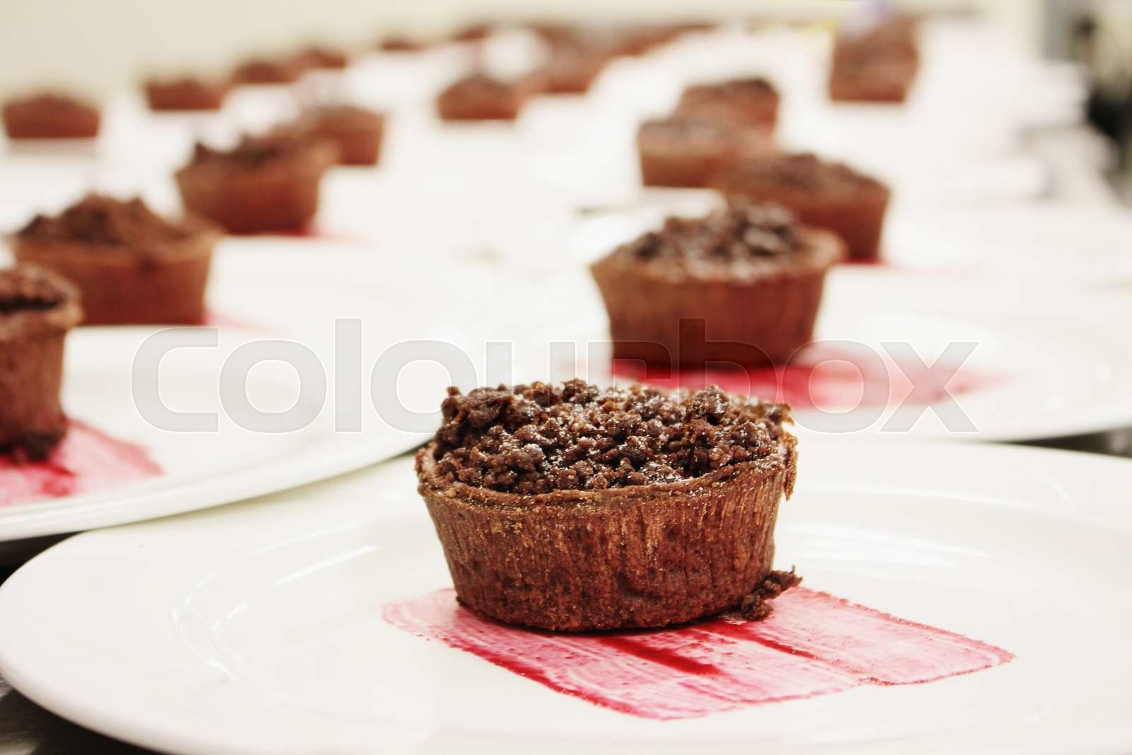 chocolate tart, plating, lunch | Stock image | Colourbox