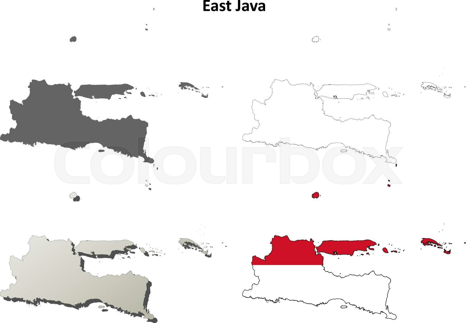East Java blank outline map set | Stock vector | Colourbox
