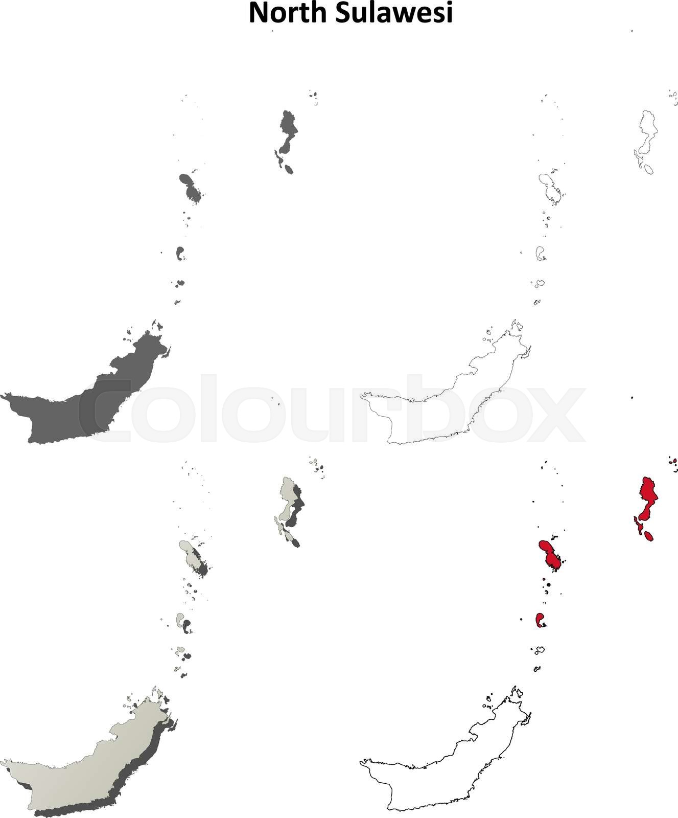 North Sulawesi blank outline map set | Stock vector | Colourbox