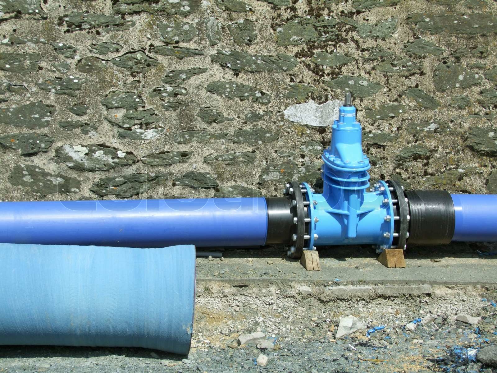 Water pipe construction being laid. Shot in Germany | Stock image ...