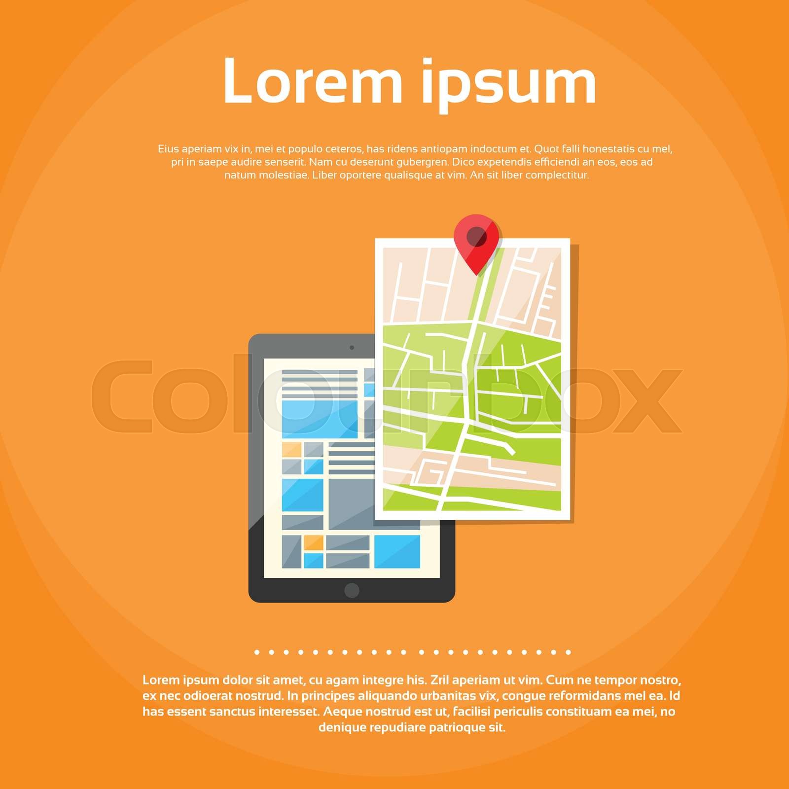 Tablet Computer World Map Gps Globe Navigation | Stock vector | Colourbox