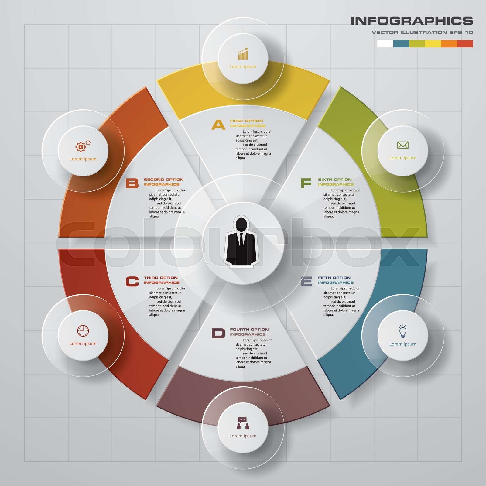 6 steps diagram for your design.Design clean template | Stock vector ...