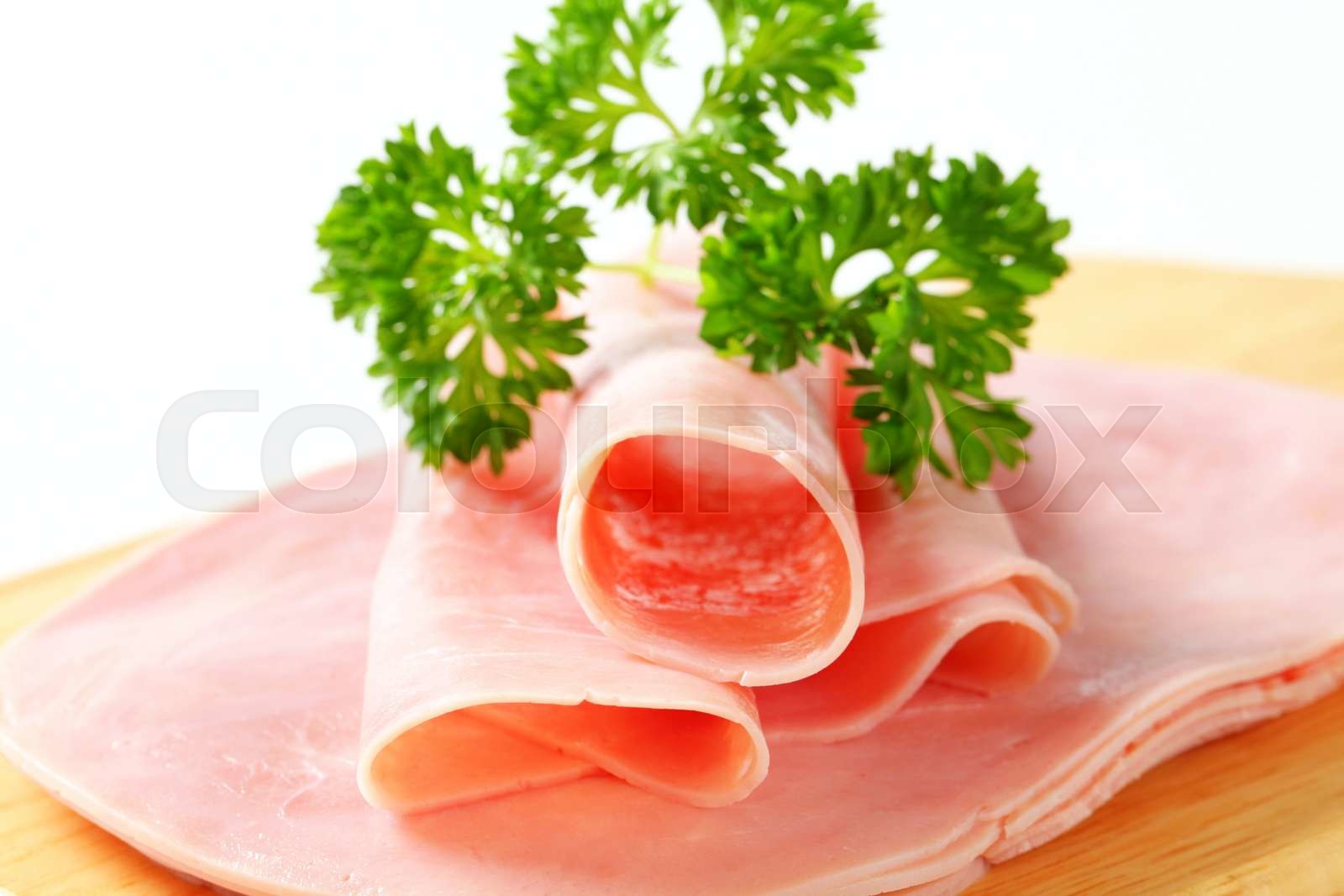 Thinly sliced ham | Stock image | Colourbox