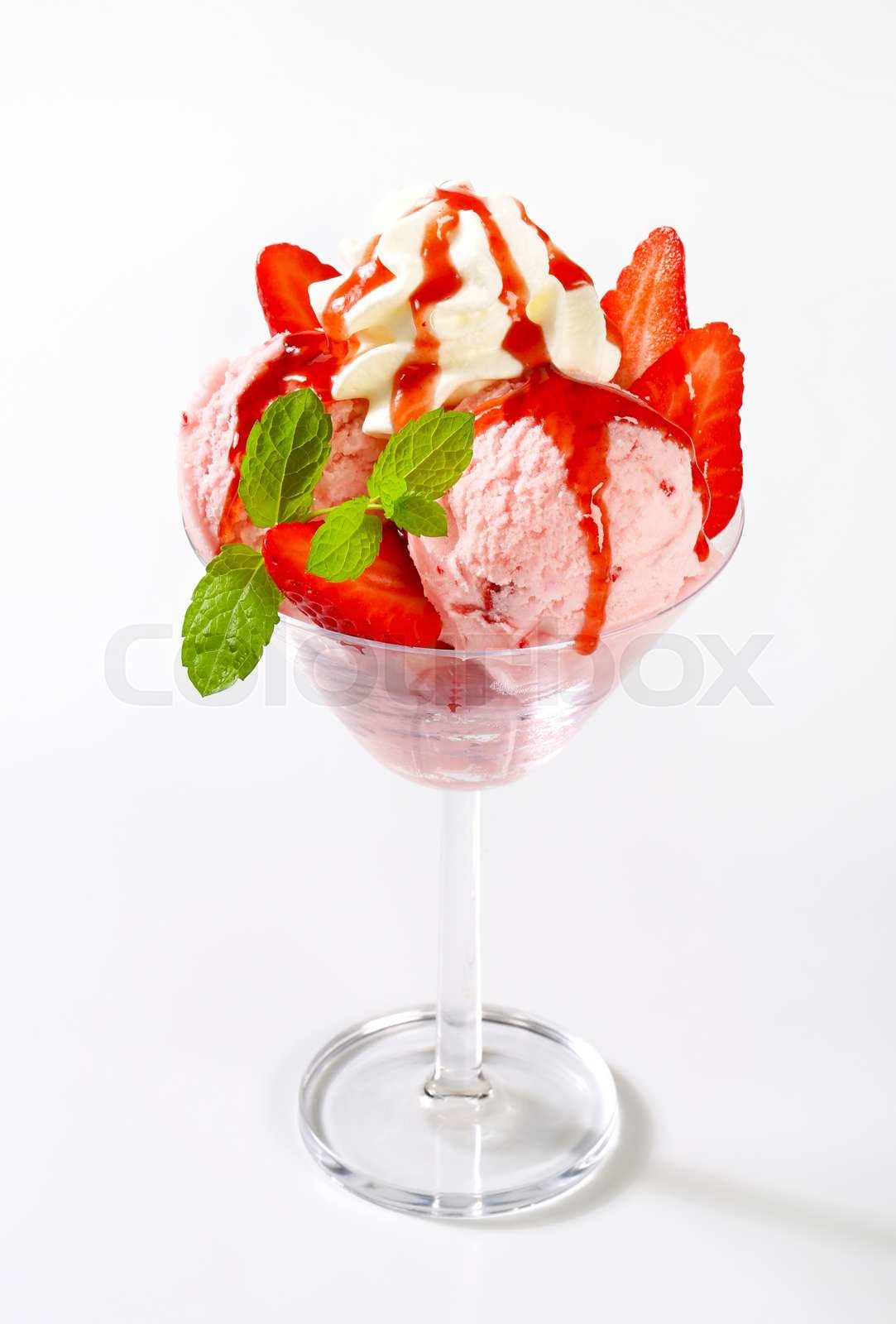 Strawberry ice cream sundae | Stock image | Colourbox