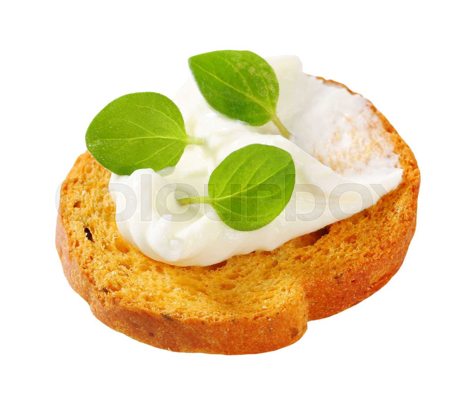 Mini toast with cream cheese | Stock image | Colourbox