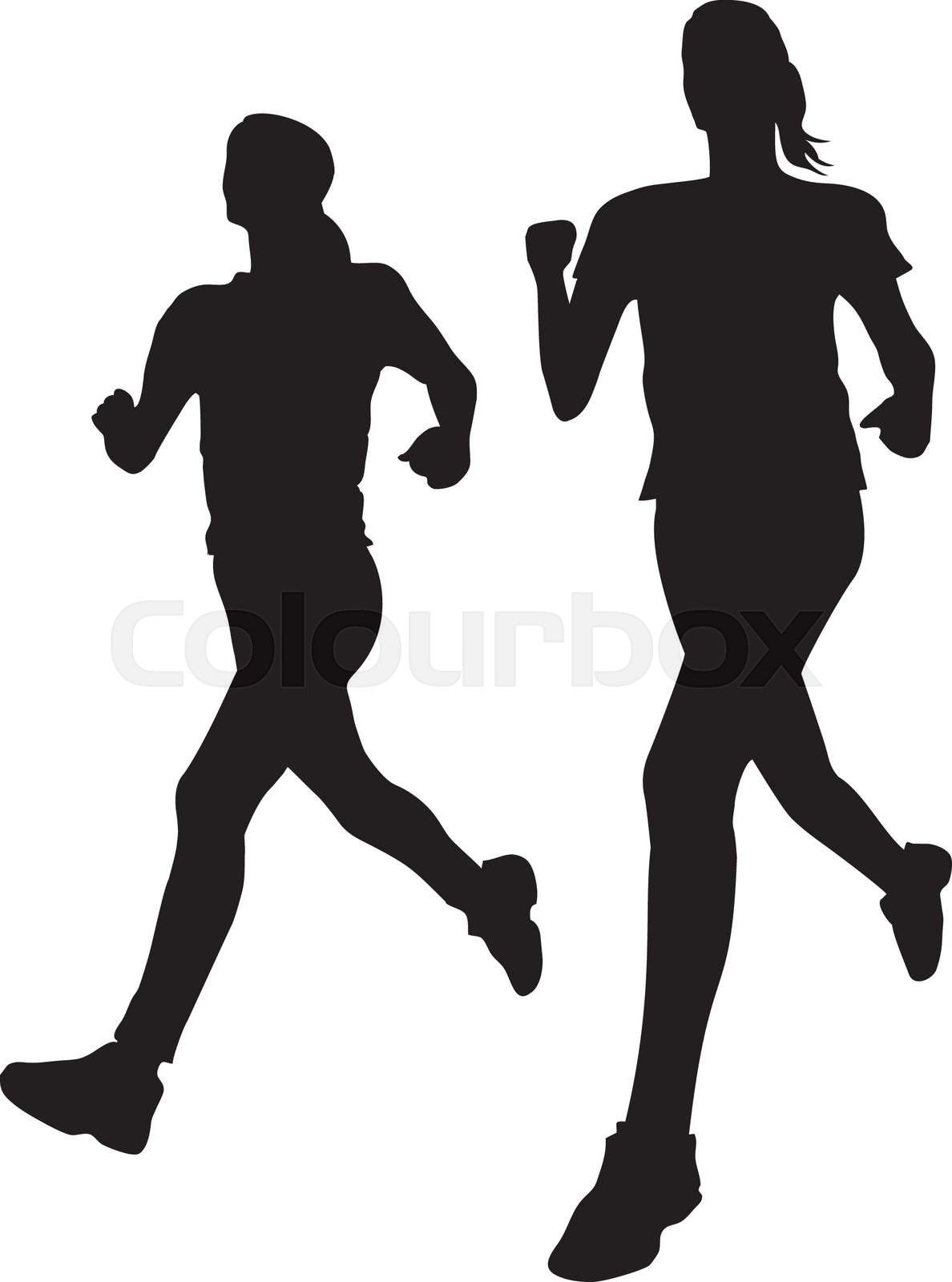 Two girls jogging | Stock vector | Colourbox