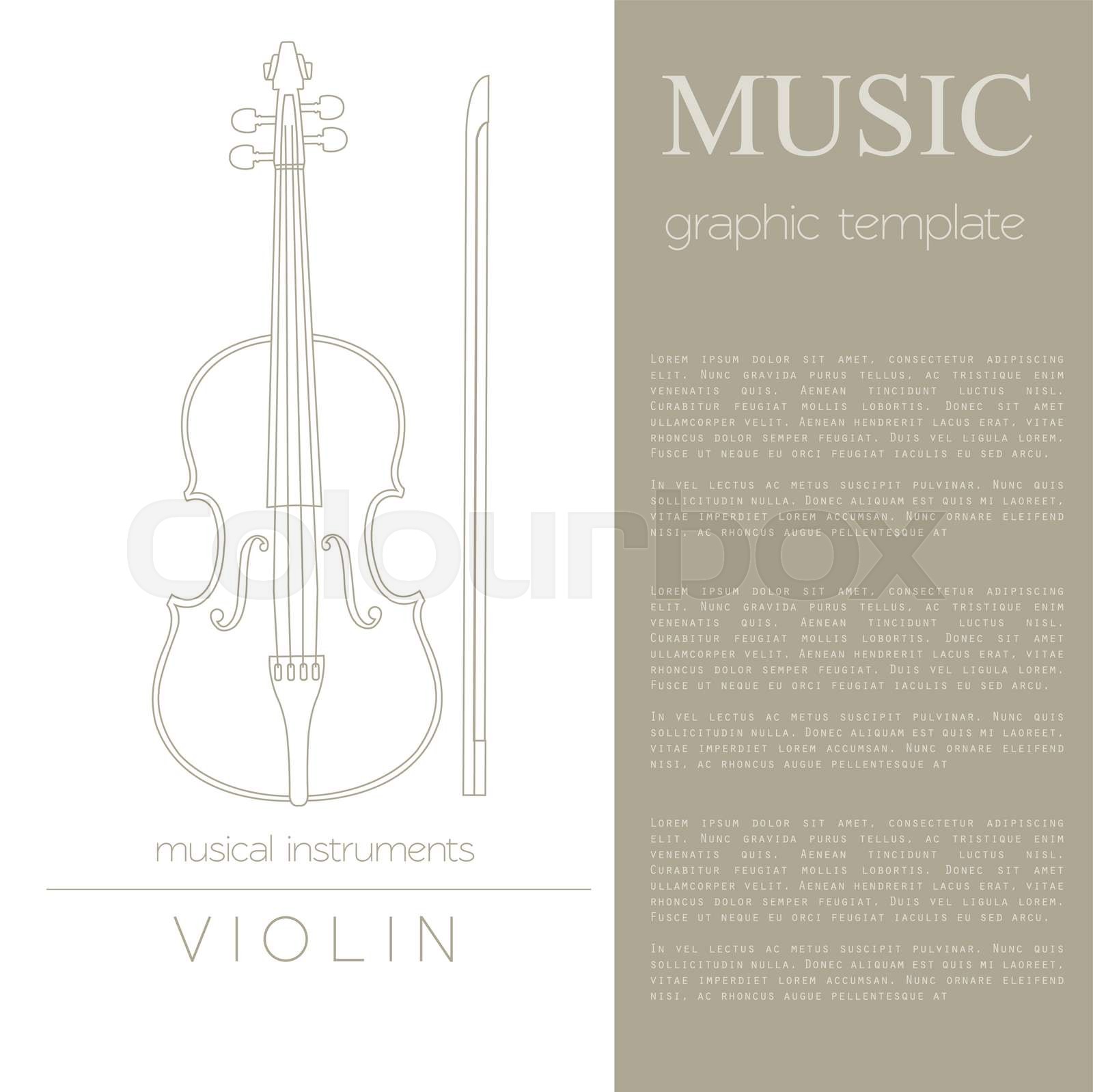 Musical instruments graphic template. Violin. | Stock vector | Colourbox