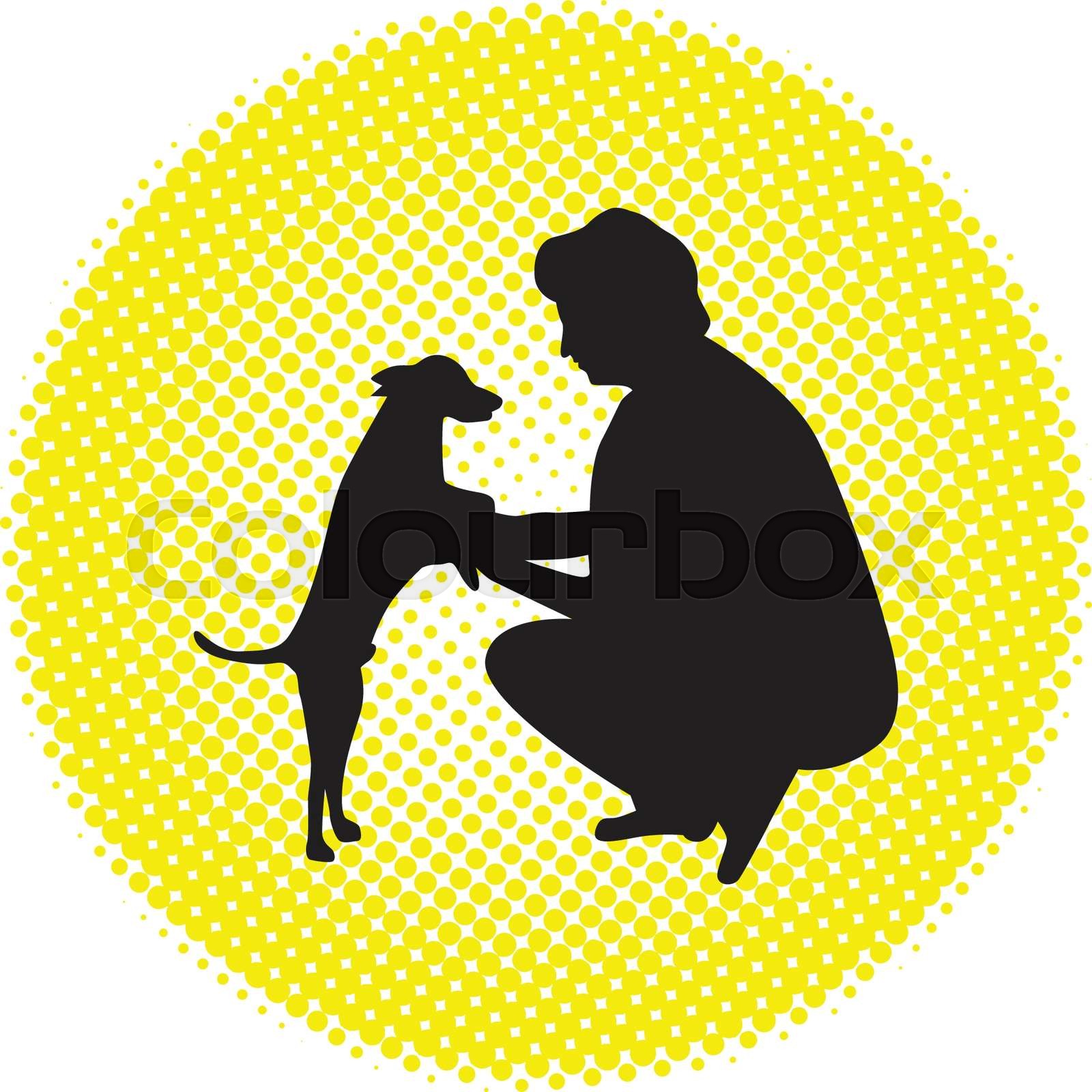 woman and dog | Stock vector | Colourbox