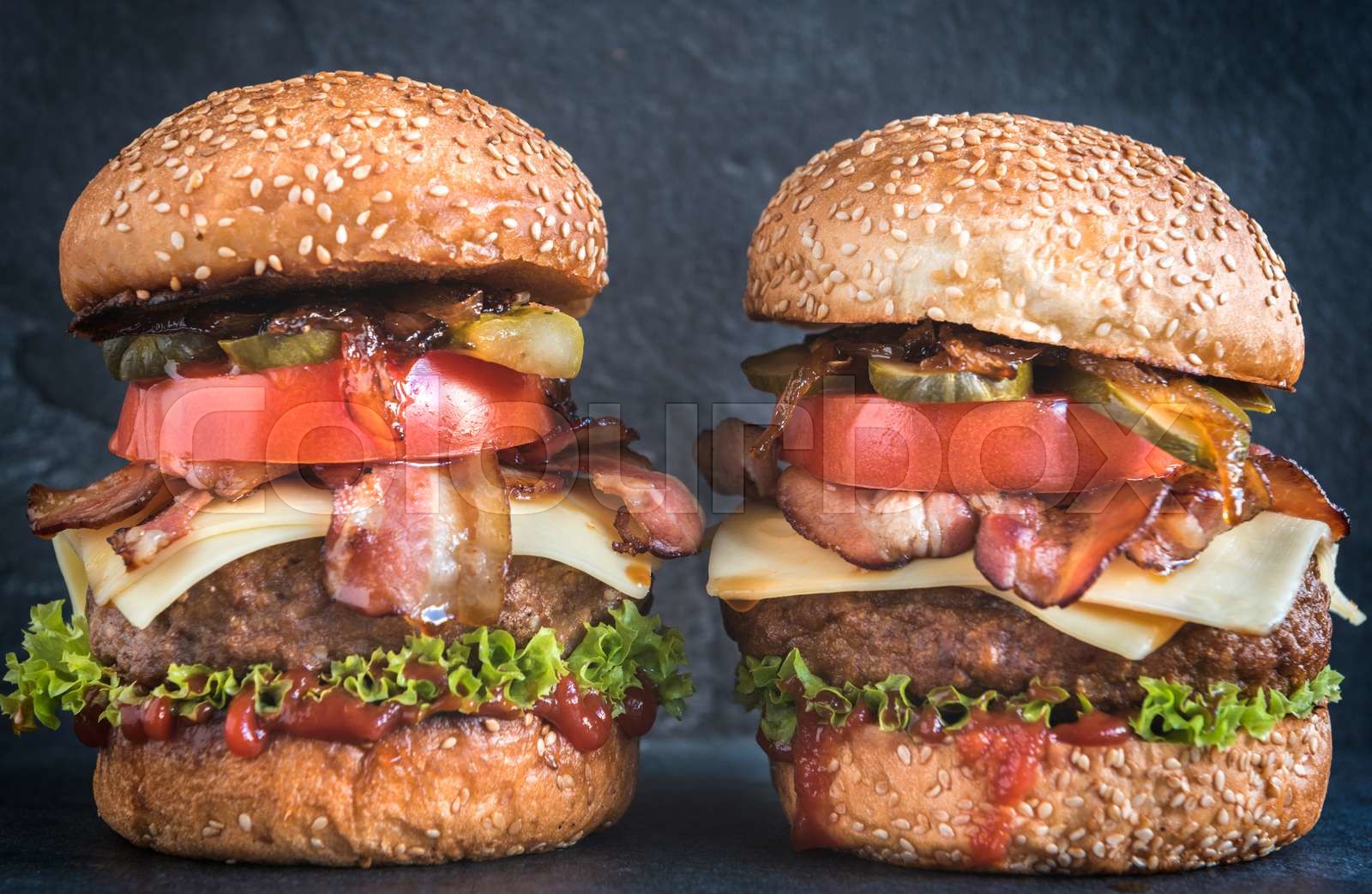 Two beef burgers | Stock image | Colourbox