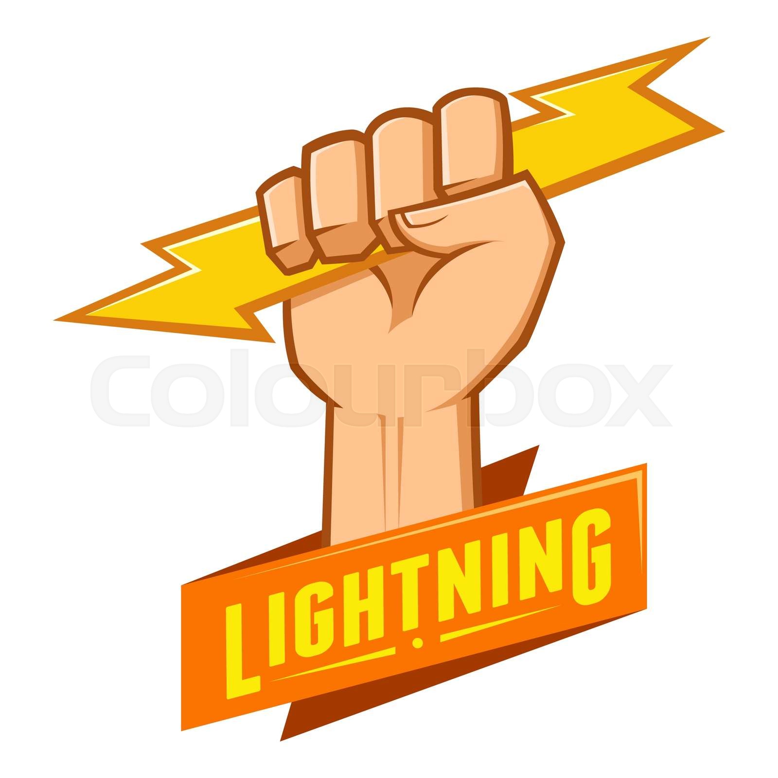 Symbol of Hand Grasping Lightning | Stock vector | Colourbox