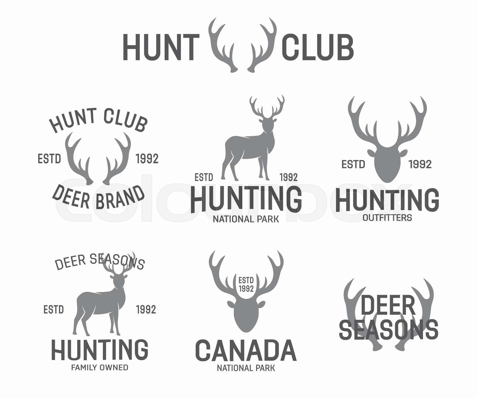 Set of vintage hunting and deer logo and label design elements | Stock ...