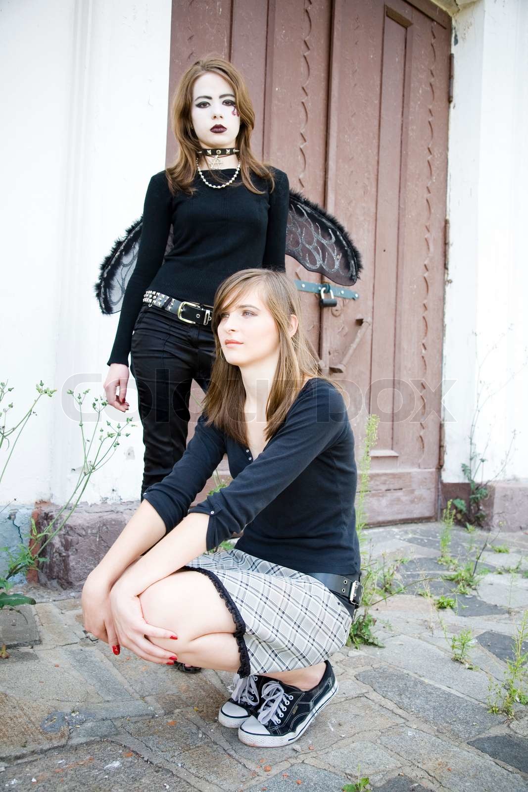 Goth And Pretty Girl Outdoors | Stock image | Colourbox