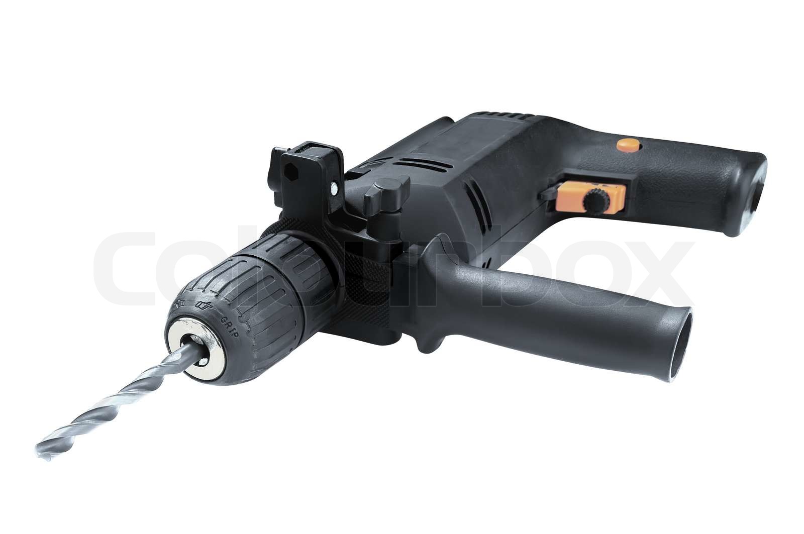 Elektrisk boremaskine isoleret på hvid baggrund | Stock foto | Colourbox